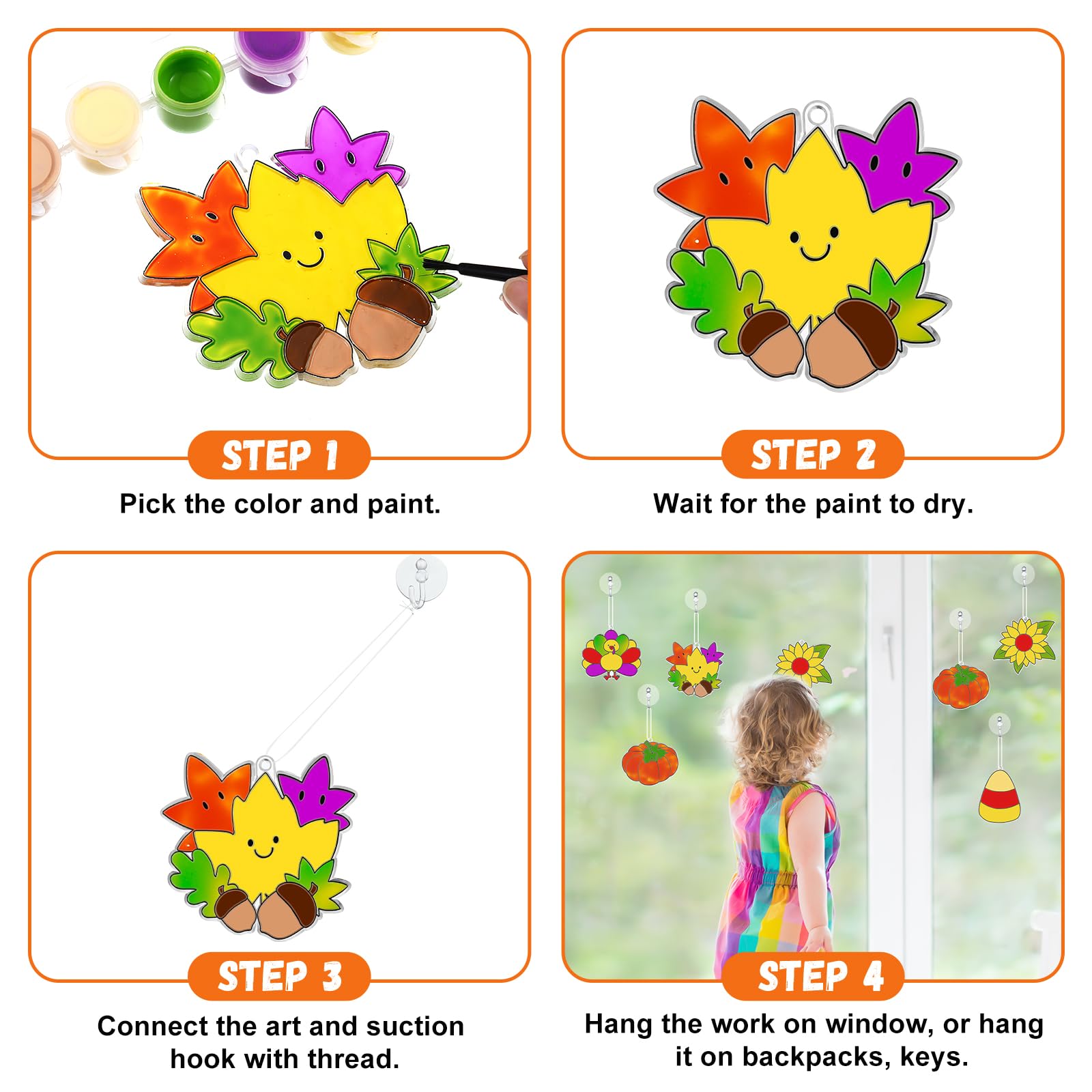 Snapklik.com : 24 Sets Thanksgiving Suncatchers Ornaments Decorations ...