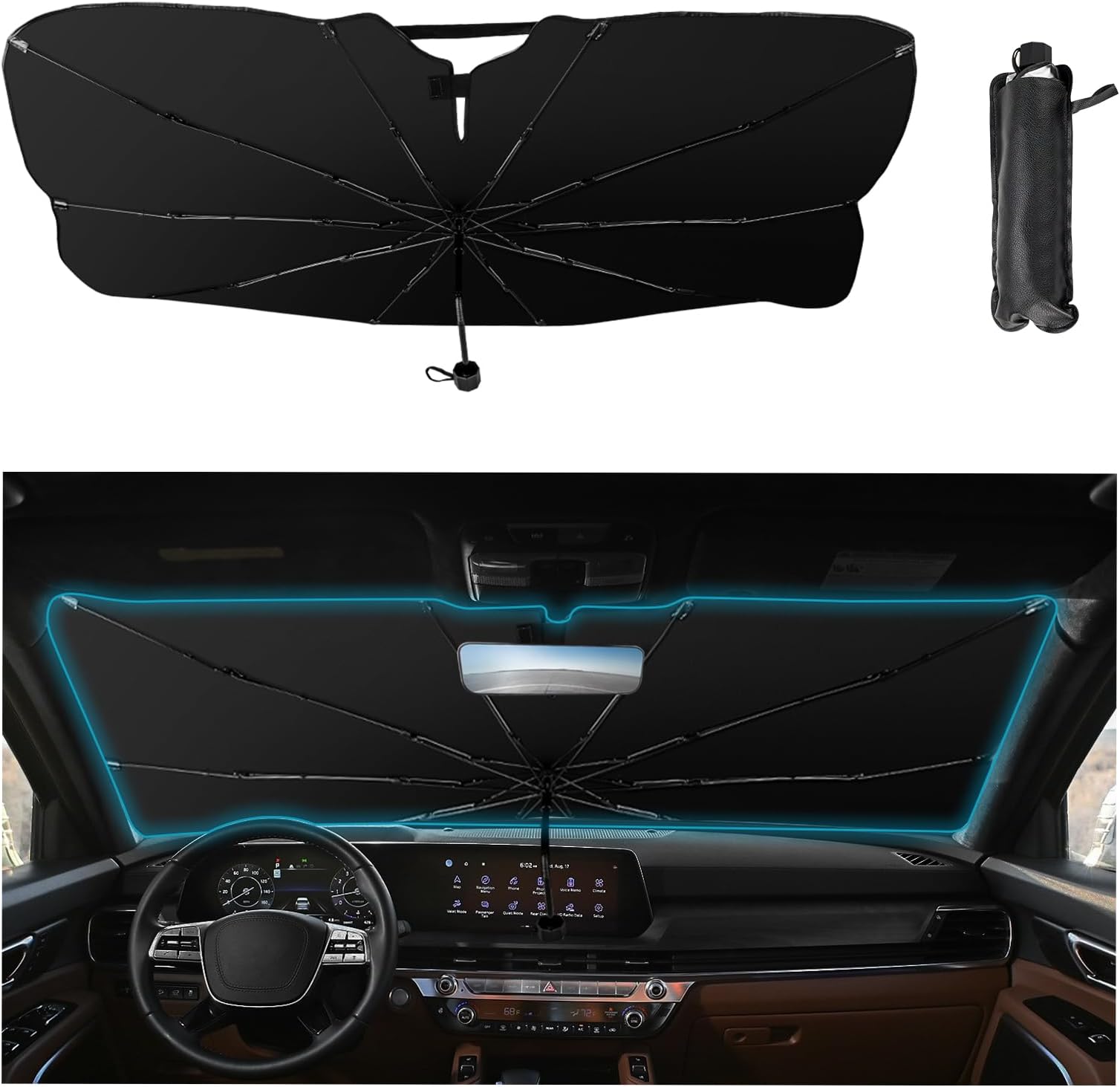 Amazon.com: VIWIK Car Windshield Sun Shade Umbrella - Foldable Sunshade ...