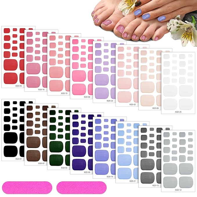 Amazon.com: Maitys 352 Pieces 16 Sheets Toenail Polish Stickers Strips ...