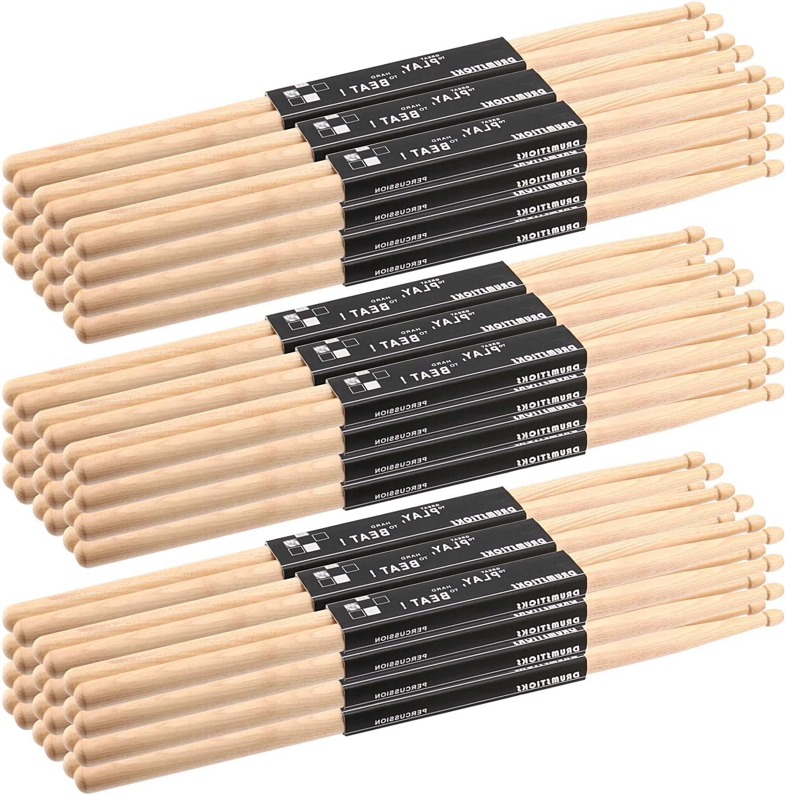 Amazon.com: TAICHEUT 72 Pieces 36 Pairs 5a Drumsticks, Maple Wooden ...
