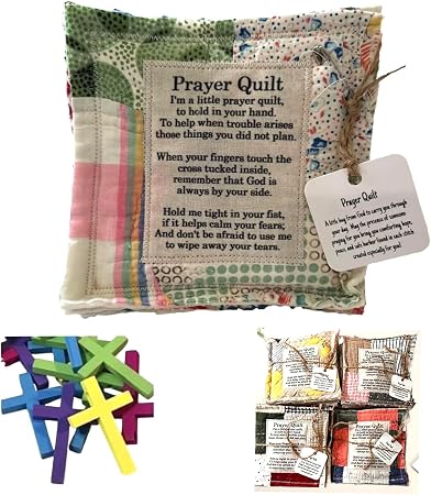 Amazon.com: Mini Prayer Quilt with Cross Inside, Pocket Squares ...