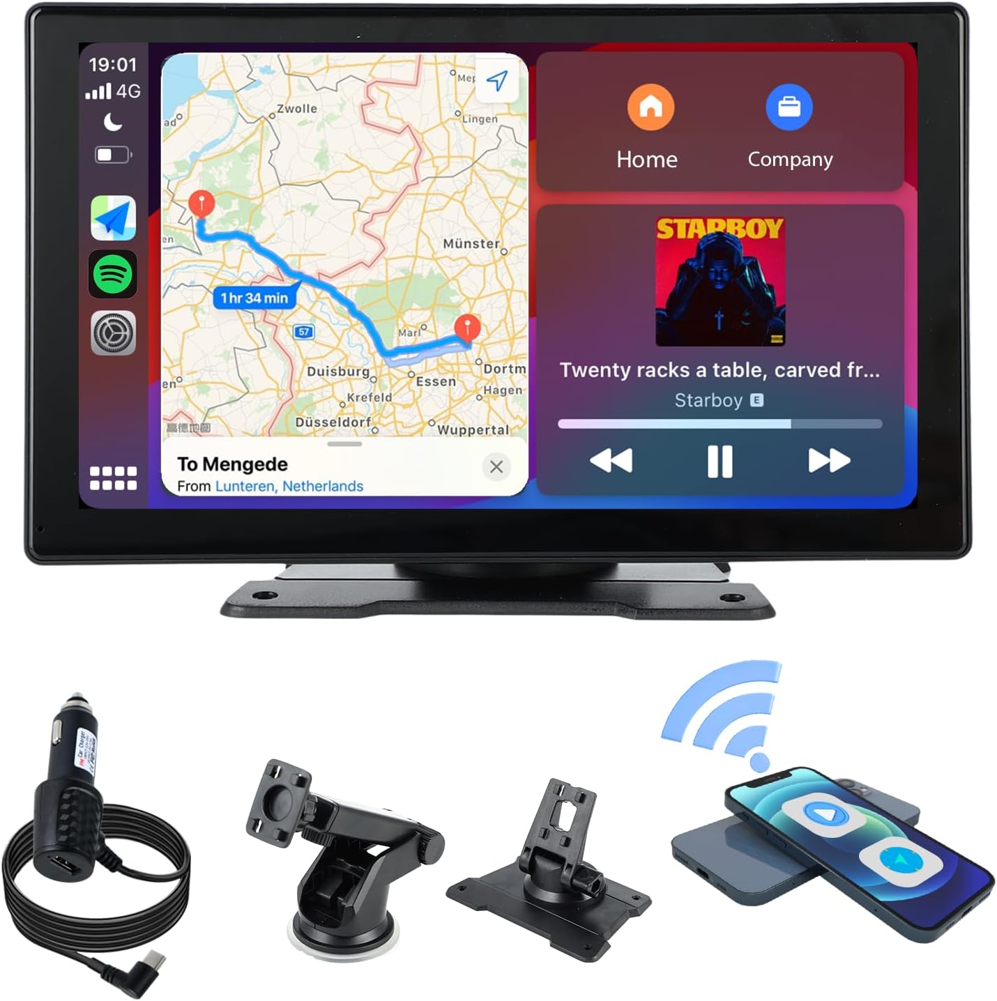 Amazon.com: Portable Carplay/Android Auto Screen for Car, 9 Inch IPS ...