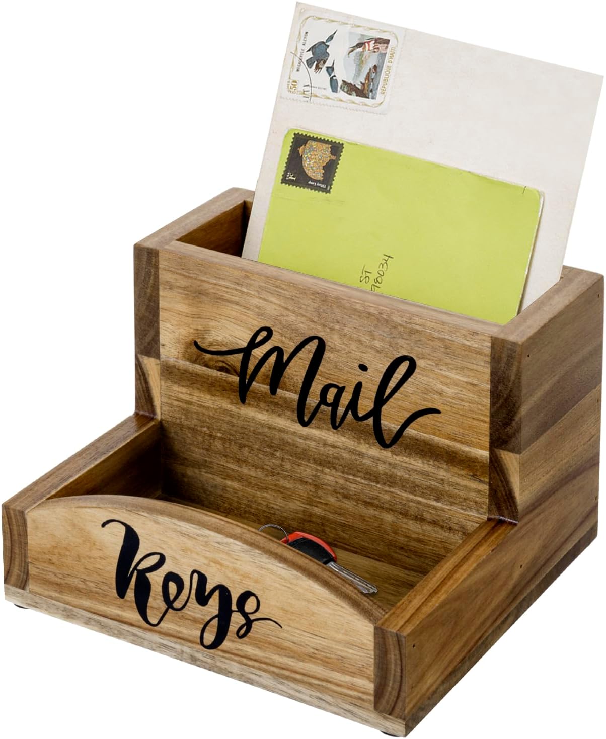 Amazon.com: MyGift Premium Acacia Solid Wood Mail Holder and Key ...