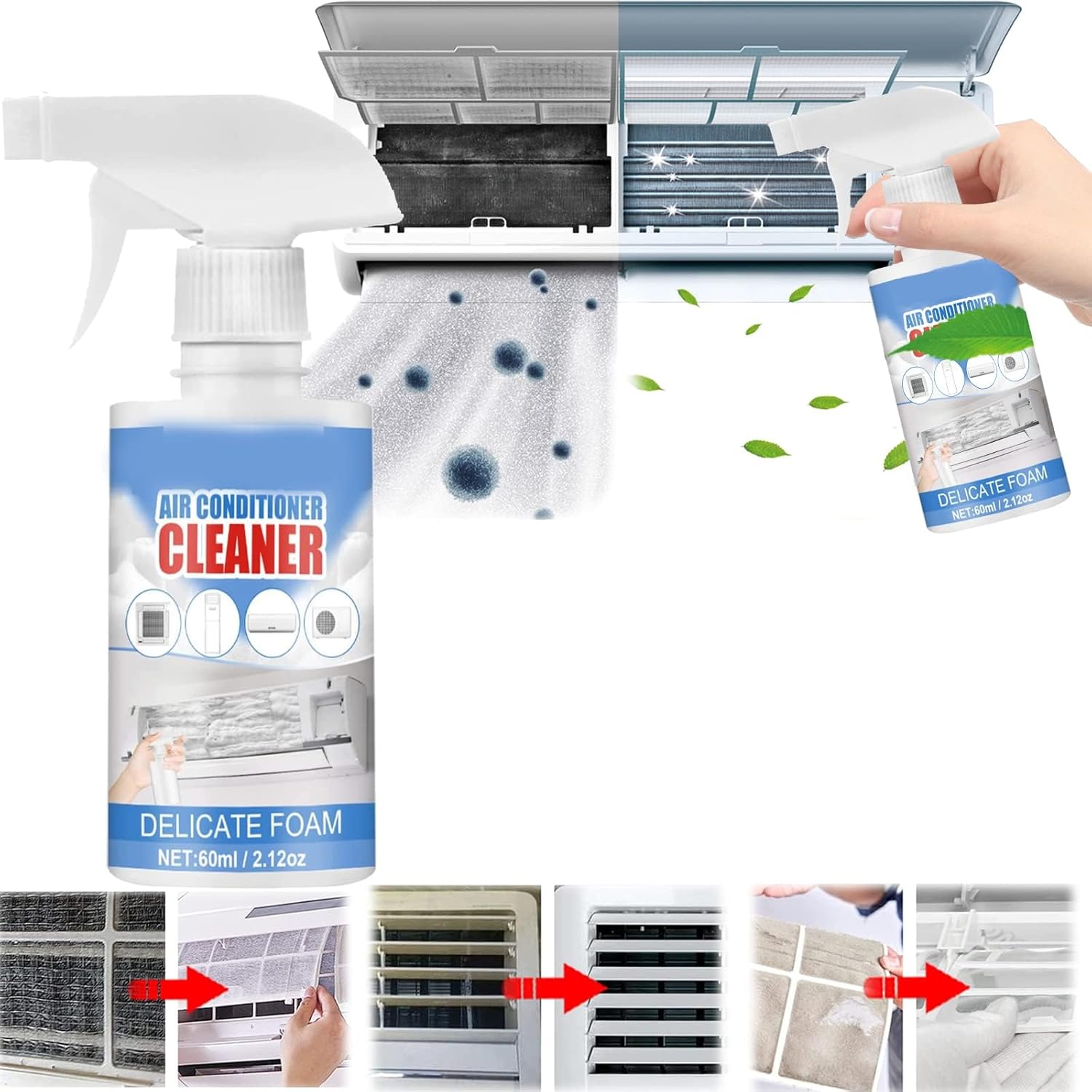 Amazon.com: JZMRO 60ML Air Conditioner Foam Coil Cleaner, Filters ...