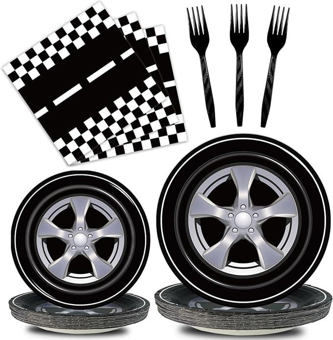 Amazon.com: Kepeel 96 Pcs Race Car Party Plates and Napkins Sets ...