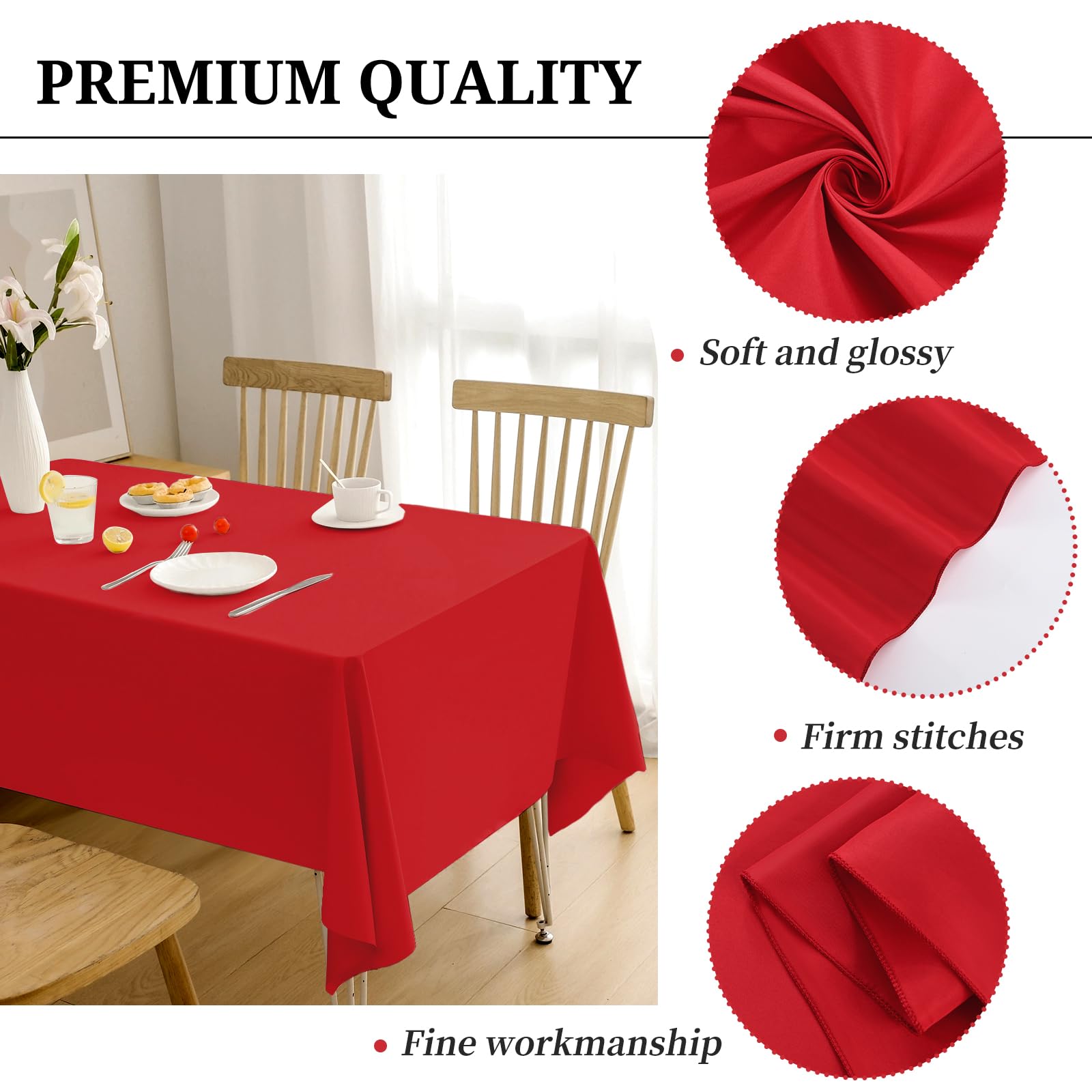 REWOMC 12 Pack Polyester Tablecloth -60 x 126 Inch Red Table Cloth for ...