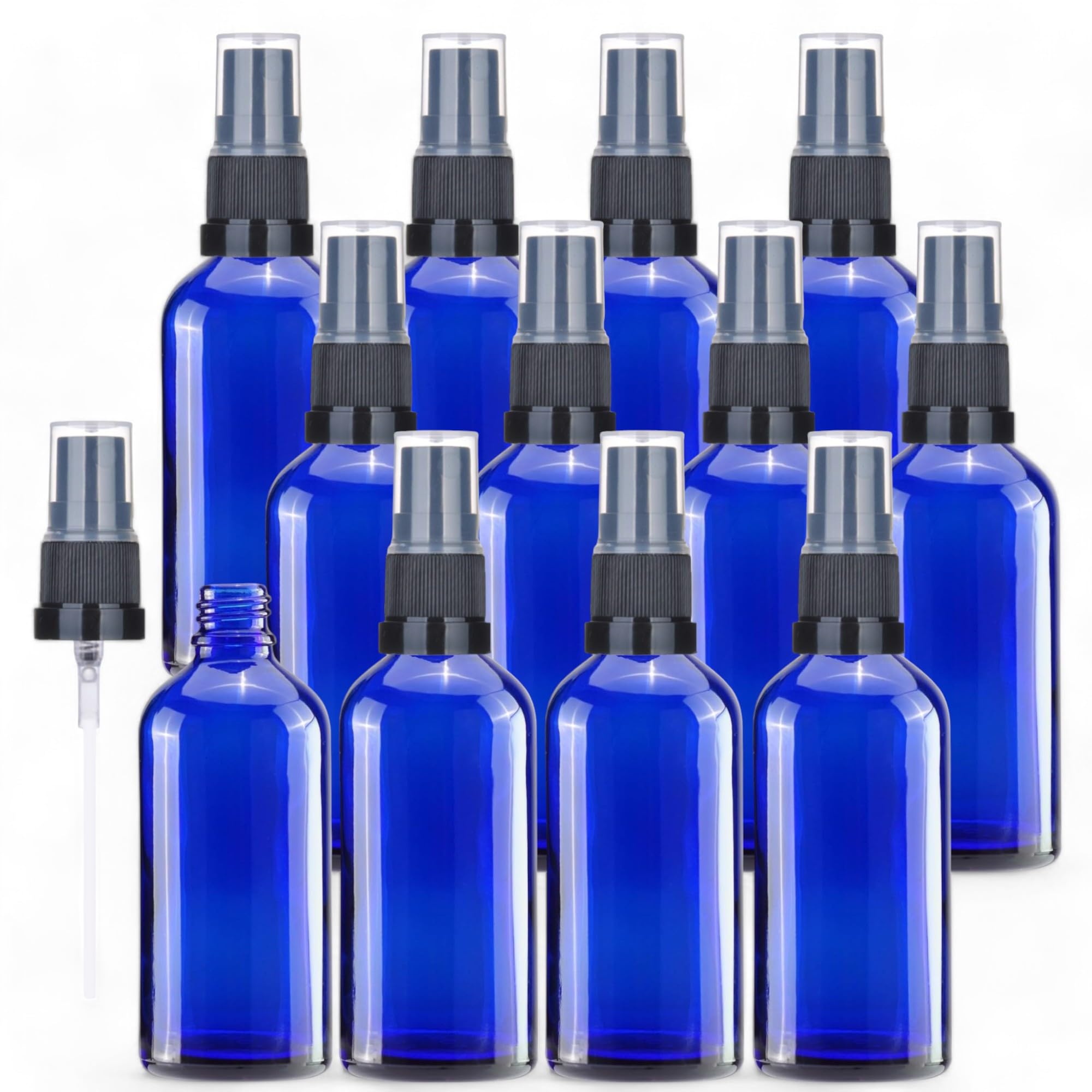 Elegant 100ml Blue Glass Spray Bottles - for Beauty, Skincare ...