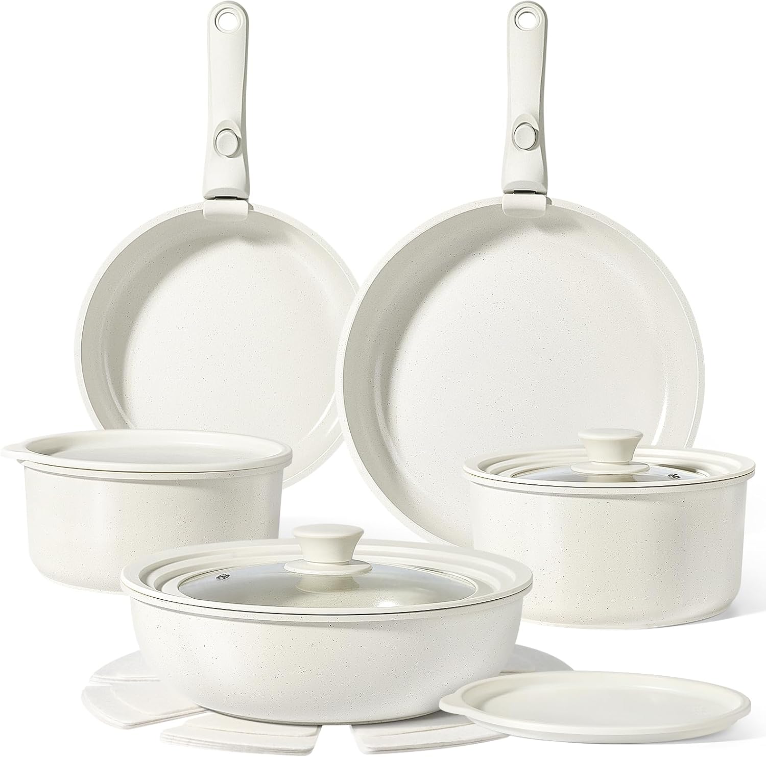 GiPP Ceramic Pots and Pans Set Non Stick, Nonstick Detachable Handle Cookware Sets, Healthy Non ...