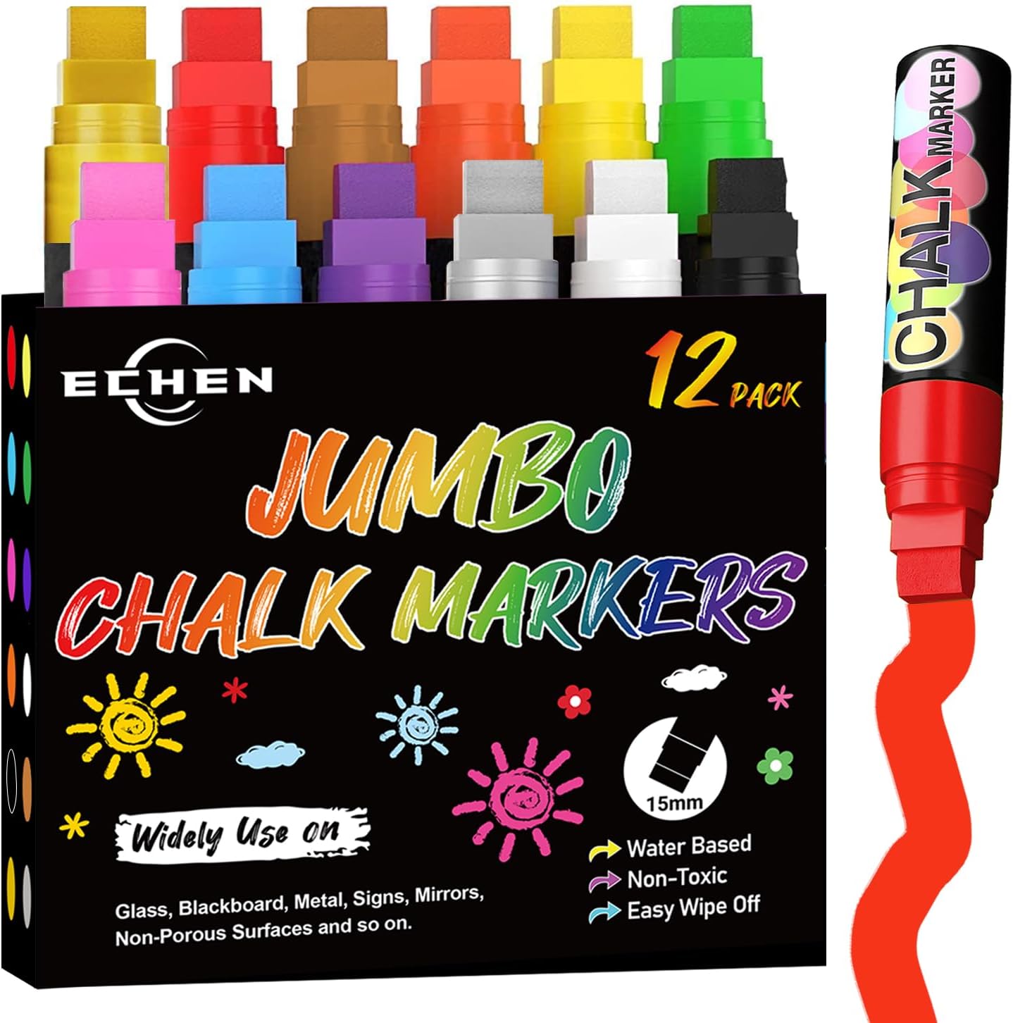 Amazon.com : Chalkola Neon Car Window Markers - 10 Chalk Pens (with ...