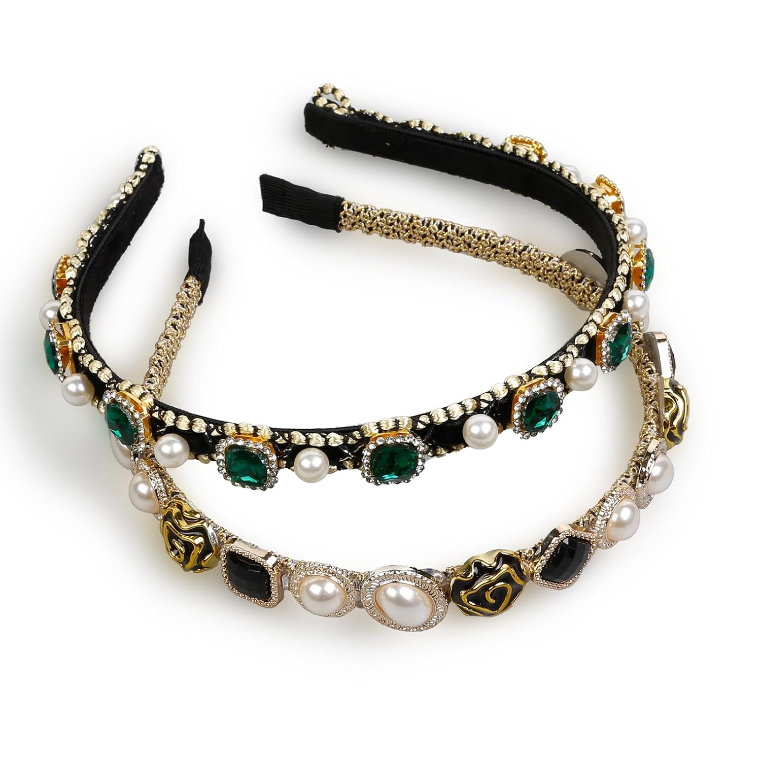 Amazon.com : Huachi Rhinestone Baroque Crystal Pearl Wide Headband for ...