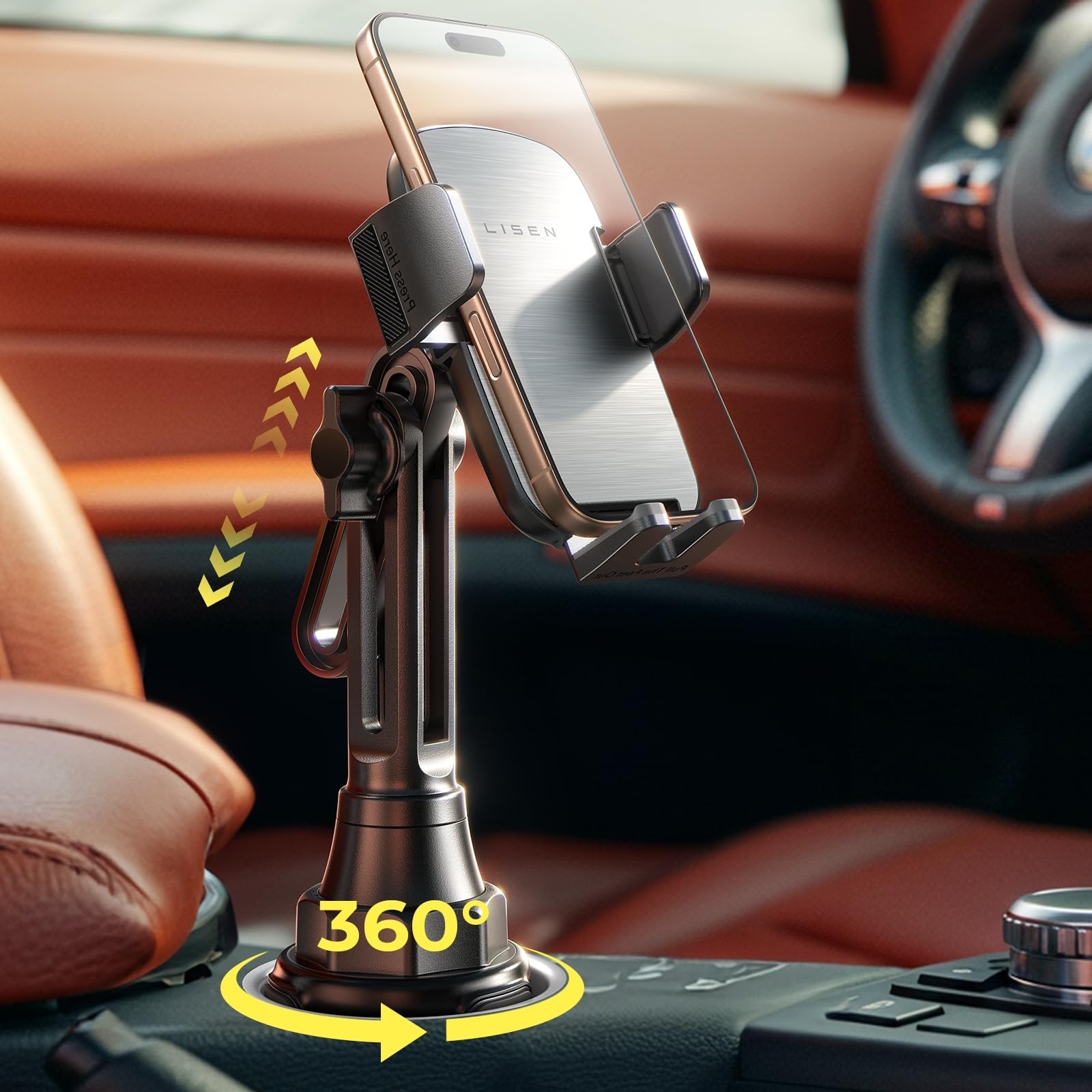 Amazon.com: LISEN Cup Holder Cell Phone Holder for Car Mount, 2024 New ...