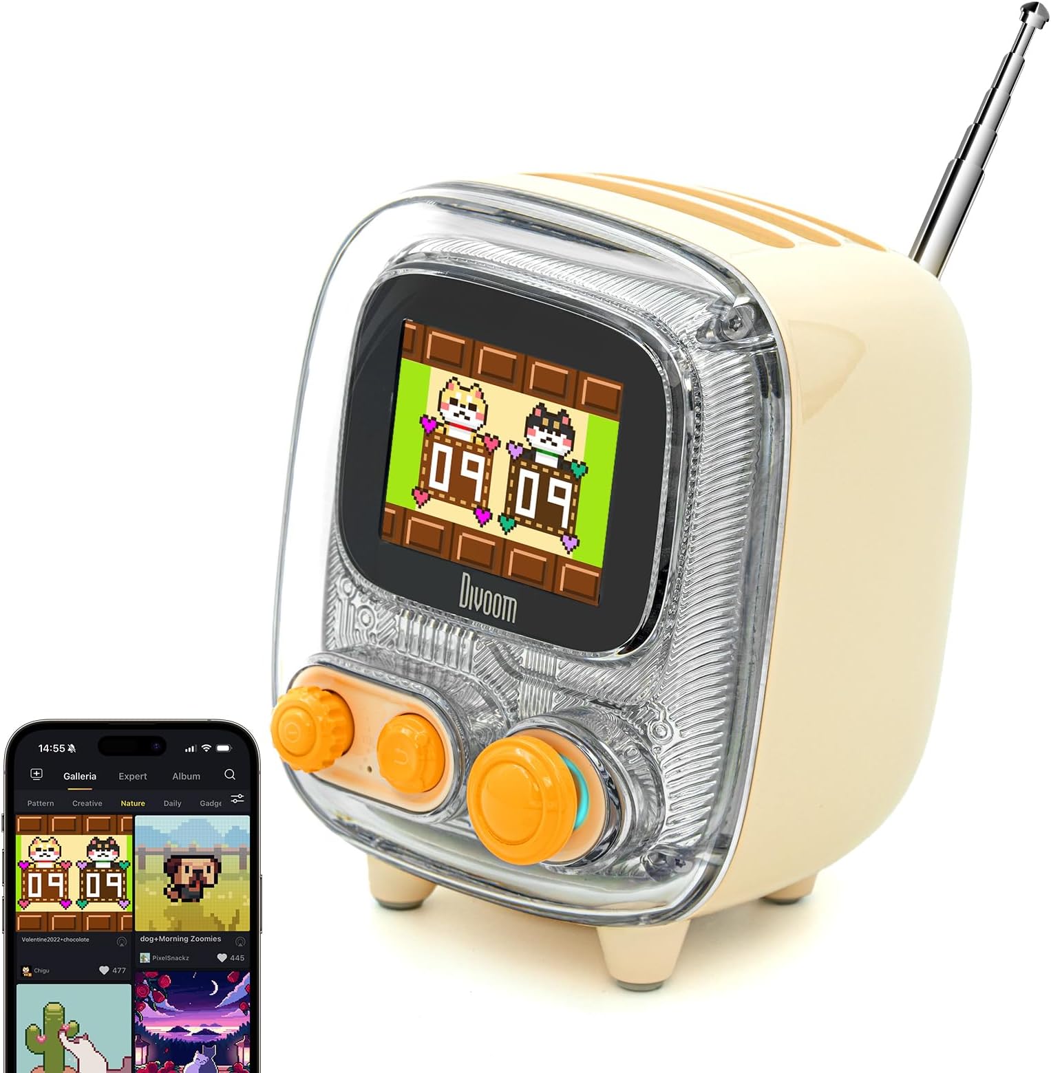 Amazon.com: Divoom Tiivoo-2 FM Radio Bluetooth Speaker with Alarm Clock ...