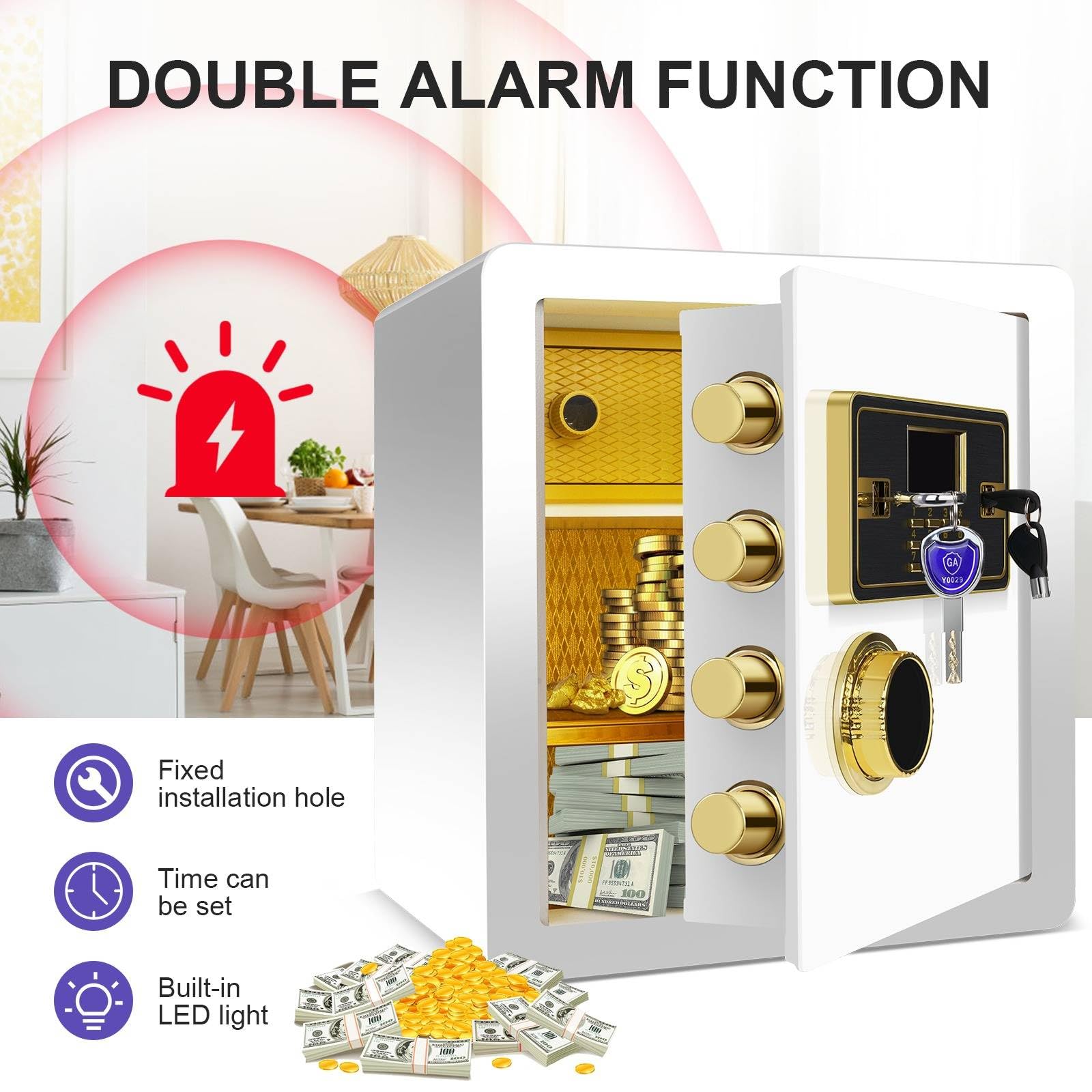 2 Cubic Feet Metal Security Safe Lock with 3 Opening Methods and LCD ...