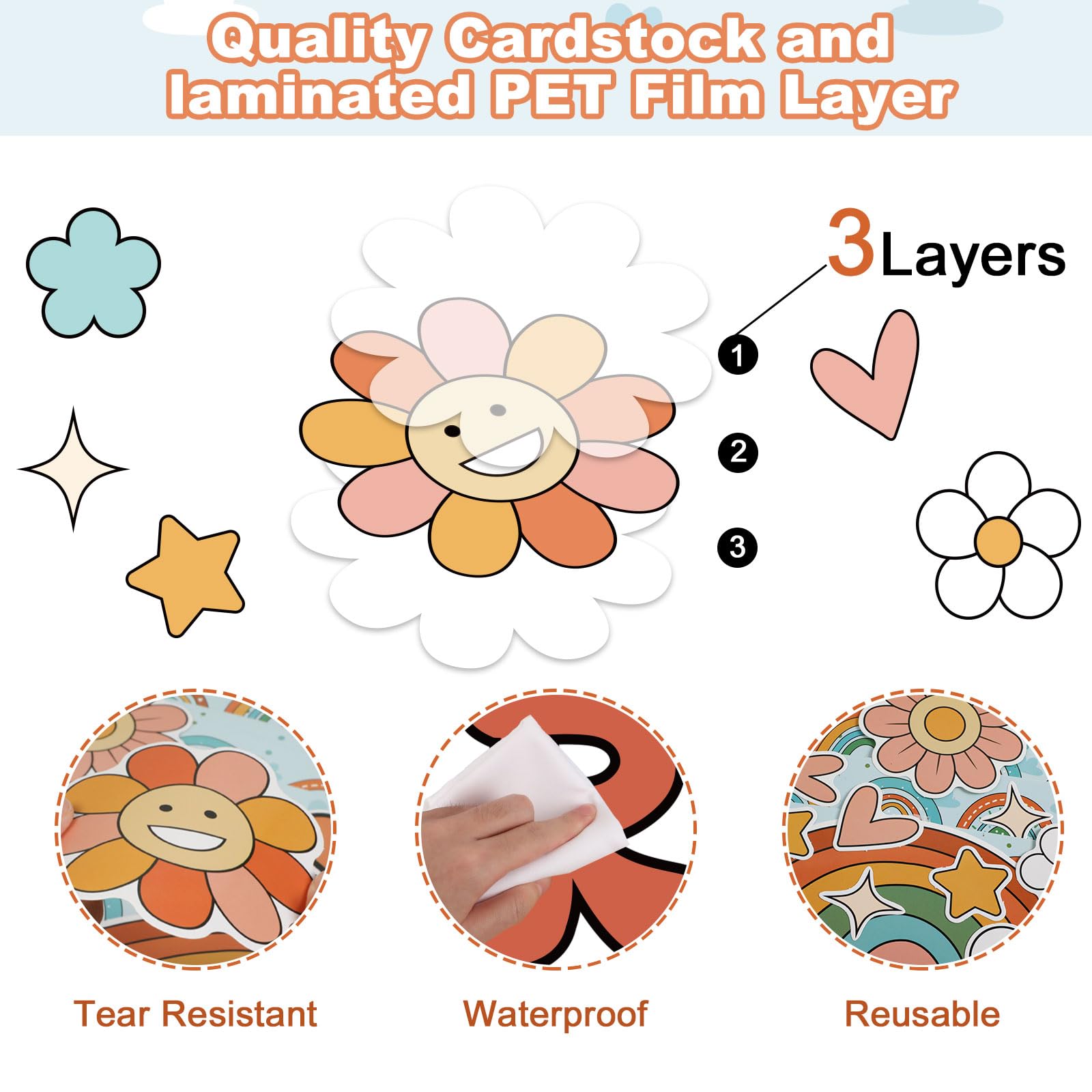 Snapklik.com : Boho Rainbow Classroom Bulletin Board Decoration Set ...