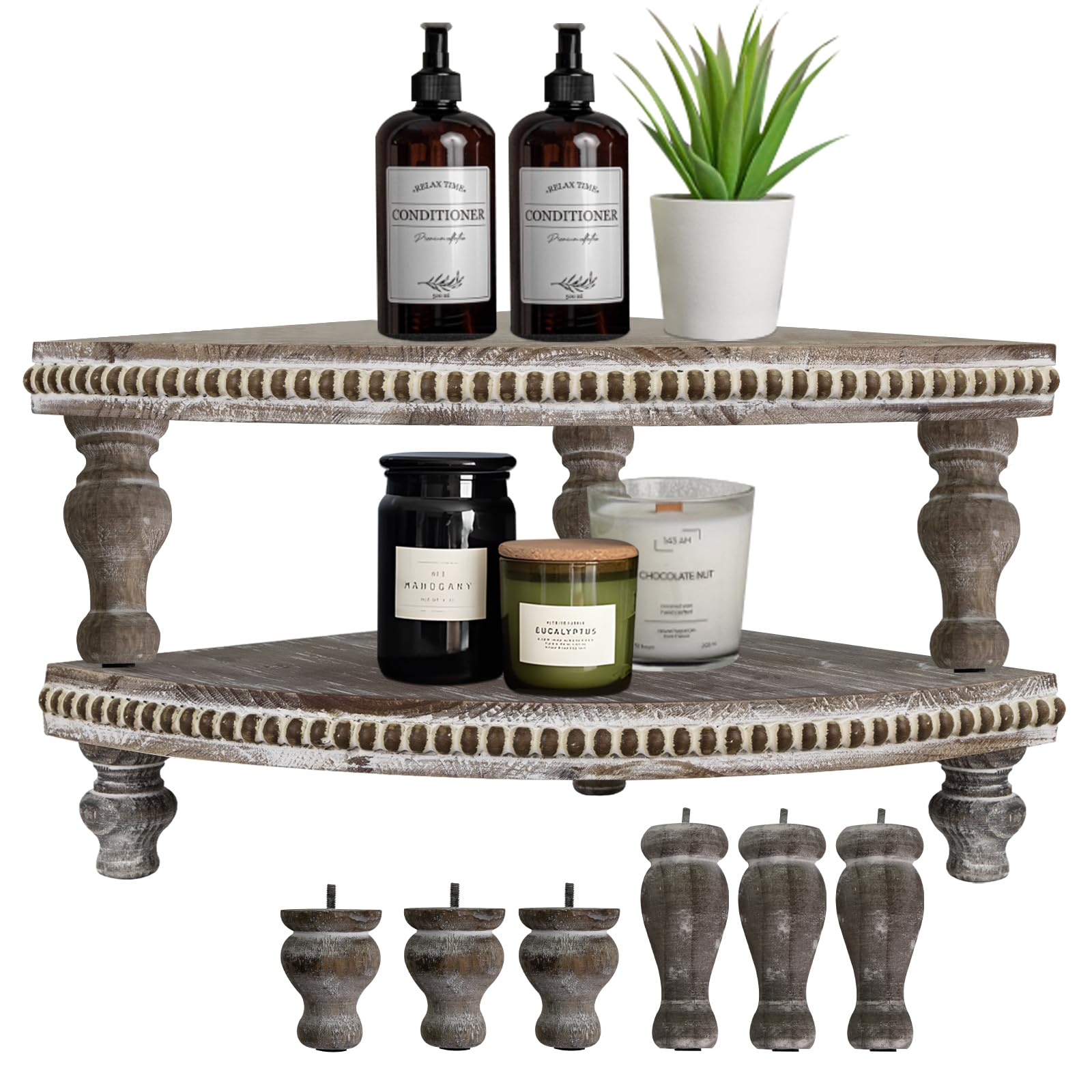 Amazon.com: MAONAME Vintage Brown Corner Pedestal Stand Rustic Decor ...