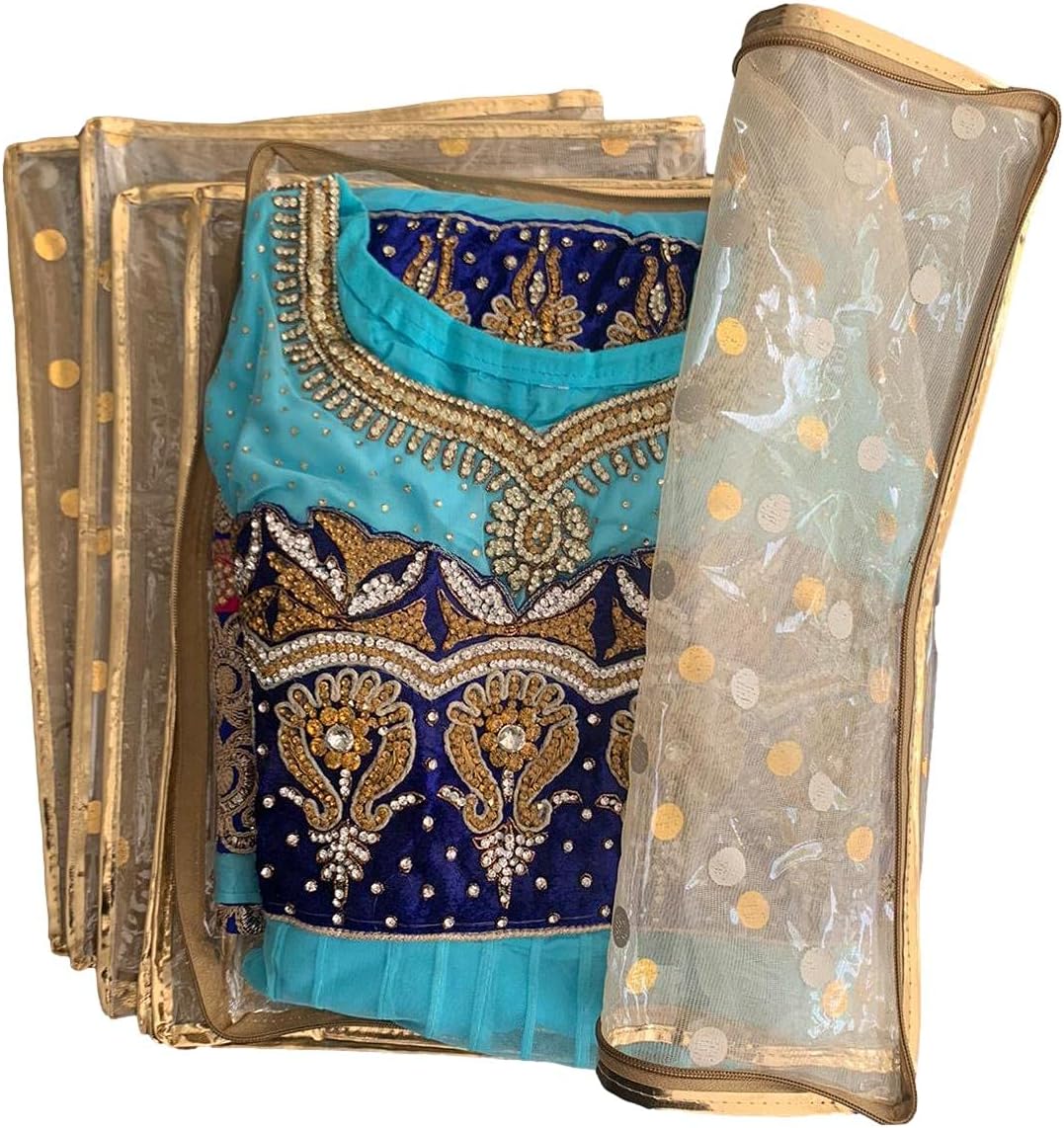 Amazon.com: SRB12-M Set of 5 Transparent Garment Storage Bag, Saree ...
