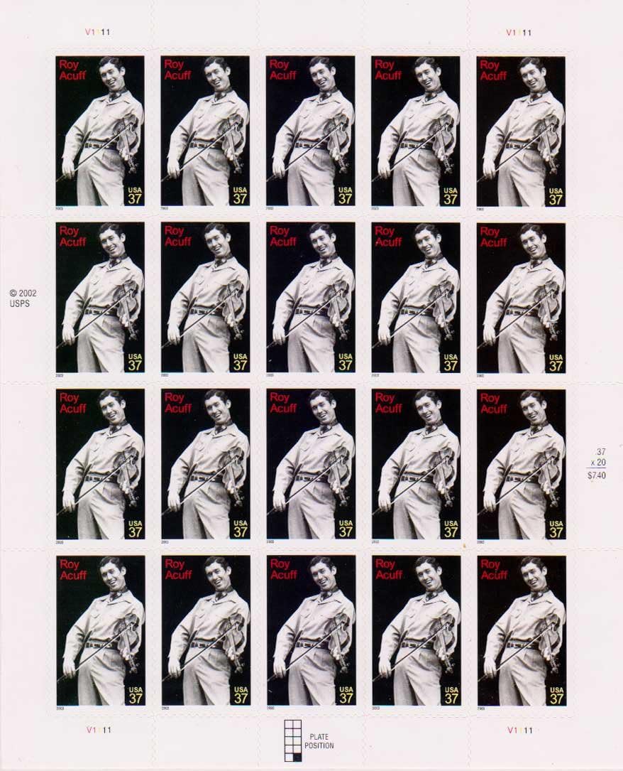 Amazon.com: Roy Acuff (Sheet of 20) 37 Cent US Postage Stamps 2003 ...