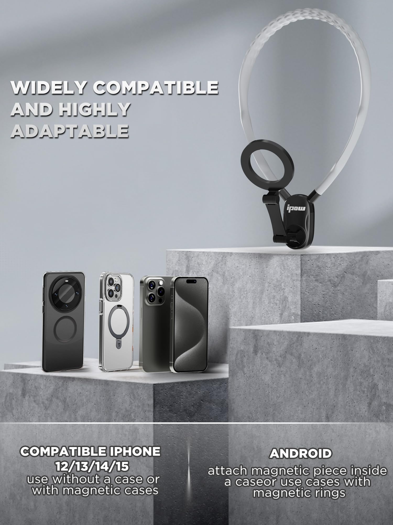 Snapklik.com : IPOW Magnetic Neck Mount For Phones, Neck Cell Phone ...
