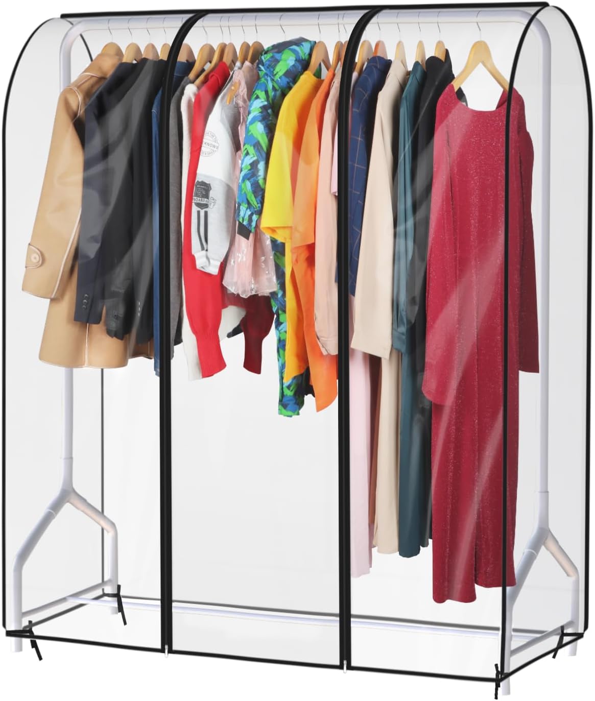 Syeeiex 4ft Transparent Clothes Rail Cover with Zipped Hanging Coat ...