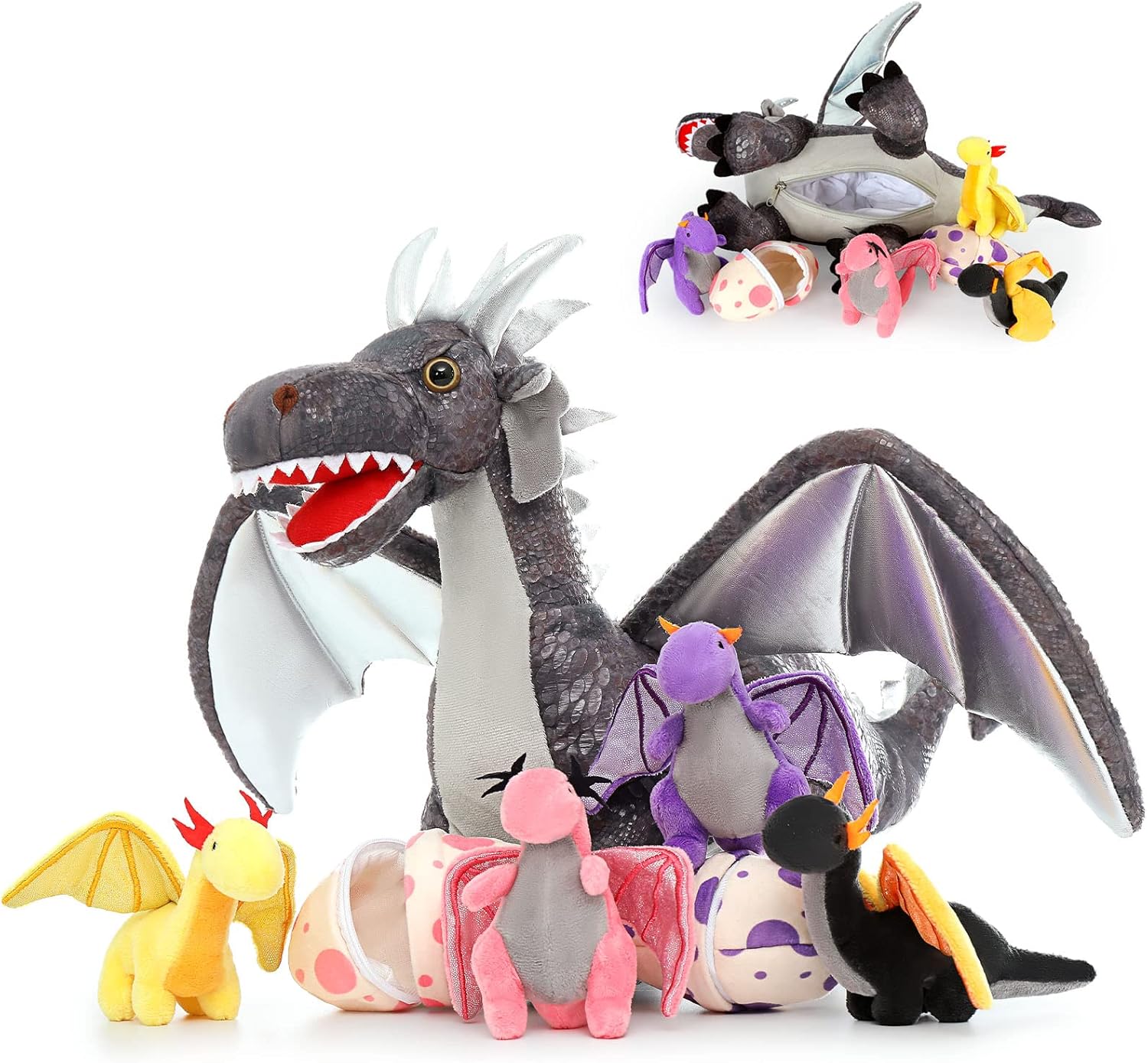Amazon.com: Muiteiur Large Dragon Stuffed Animal Set,21.6 Inch Mommy ...