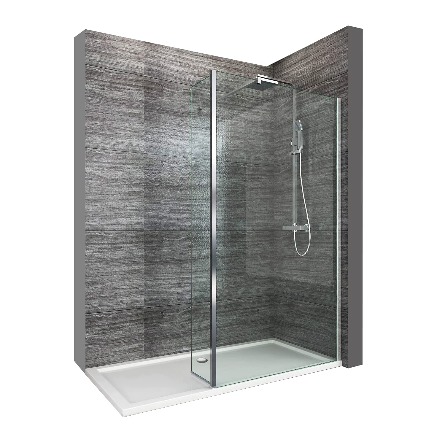 ELEGANT 900mm Walk in Shower Screen Panel 8mm Easy Clean Glass Wetroom ...