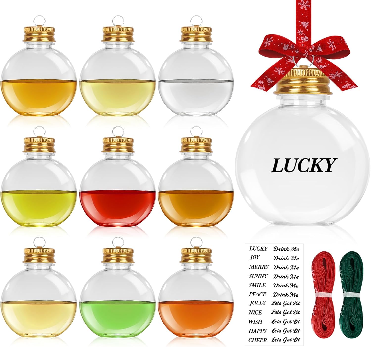 Amazon.com: 10 Christmas Booze Balls,100ml Clear Plastic Fillable ...