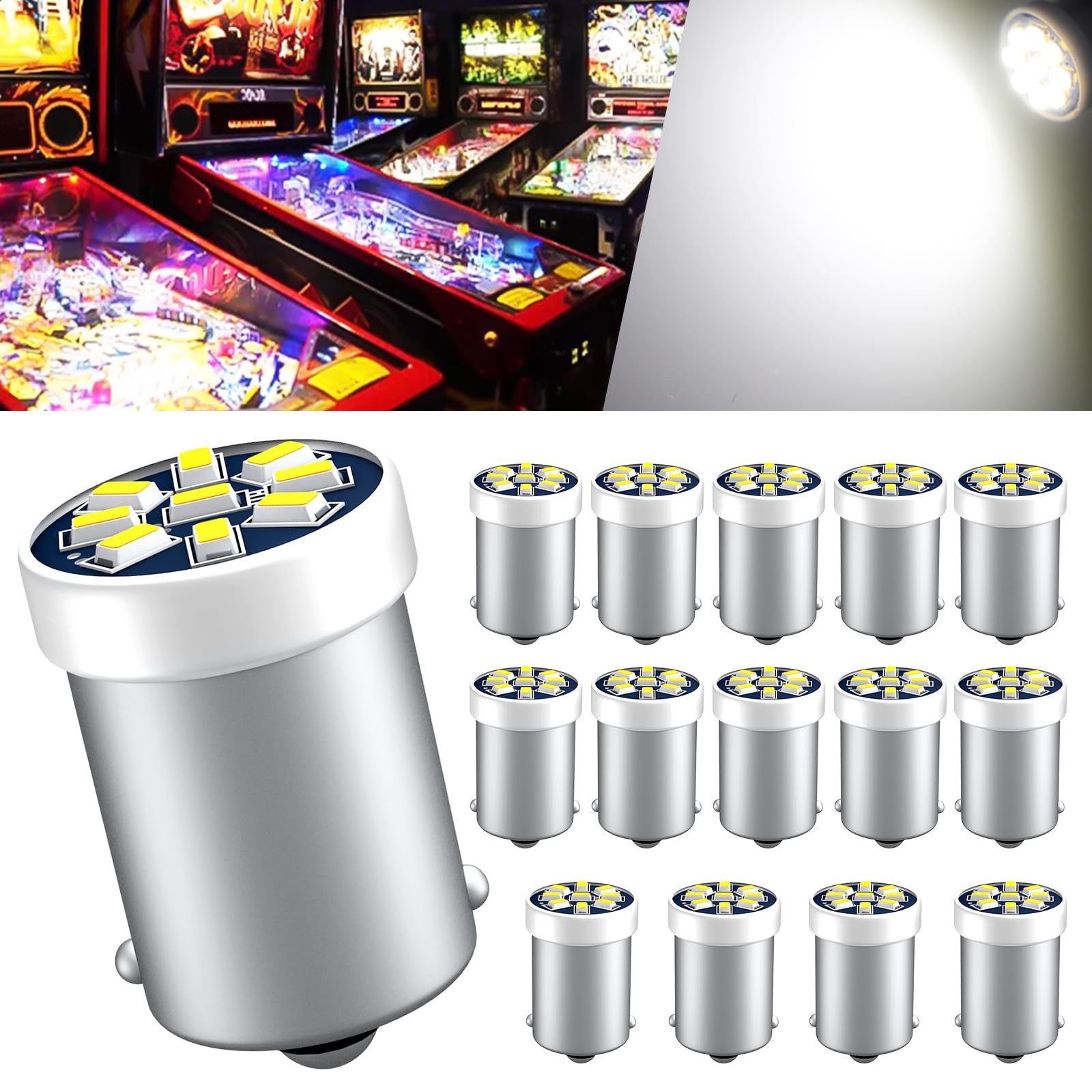 Amazon.com: GE44 47 Pinball Machine LED Bulbs BA9S DC/AC 6.3V/6V Coin ...