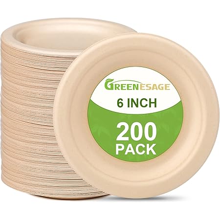 Amazon.com: GREENESAGE Small Paper Plates 6 Inch, 200 Pack Paper Plates ...