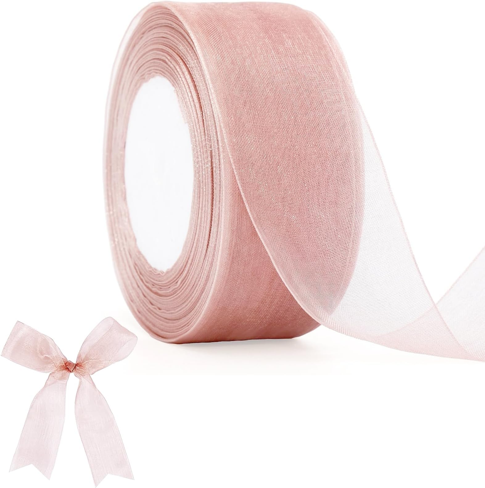 40mm x 50m Rose Pink Sheer Ribbon for Gift Wrapping, Birthday ...