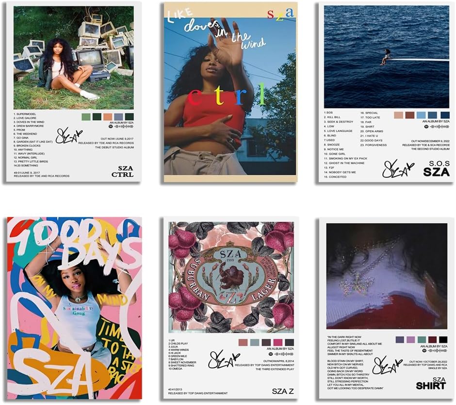 Amazon.com: Sza Posters Music Canvas Wall Art Album Cover Signed ...