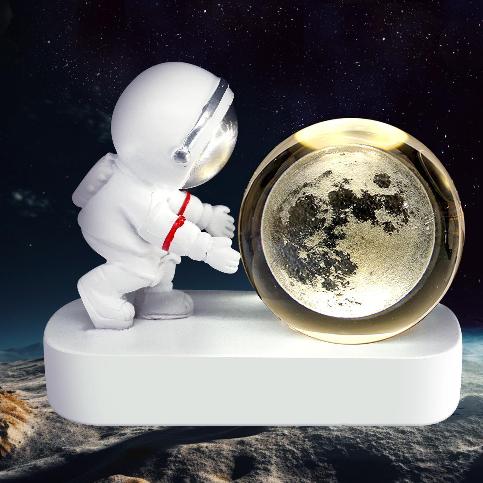 KHOCOEE Crystal Ball 3D Moon Lamp, Astronaut Crystal Moon Night Light ...