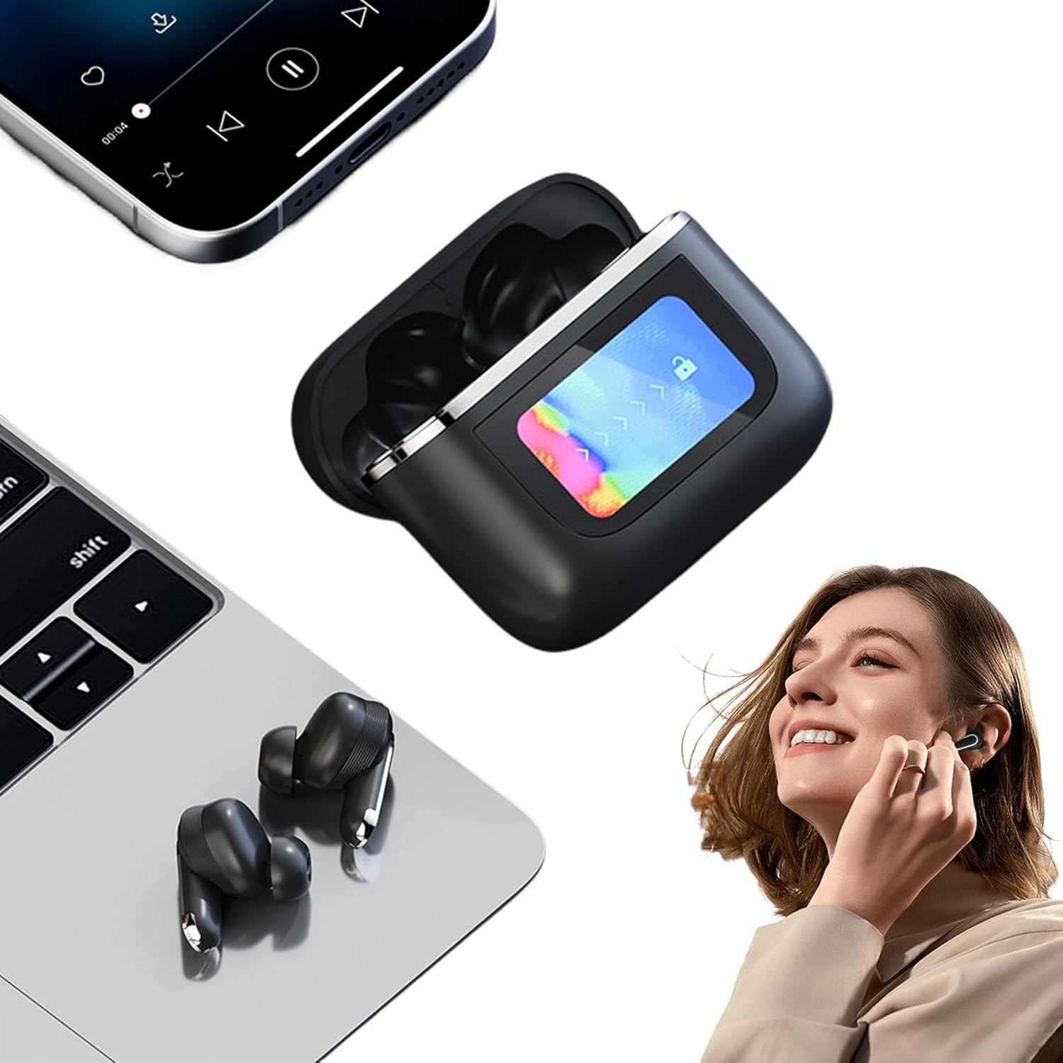 Amazon.com: Donpidd Smart Touch Screen Bluetooth 5.3 Headphones ...