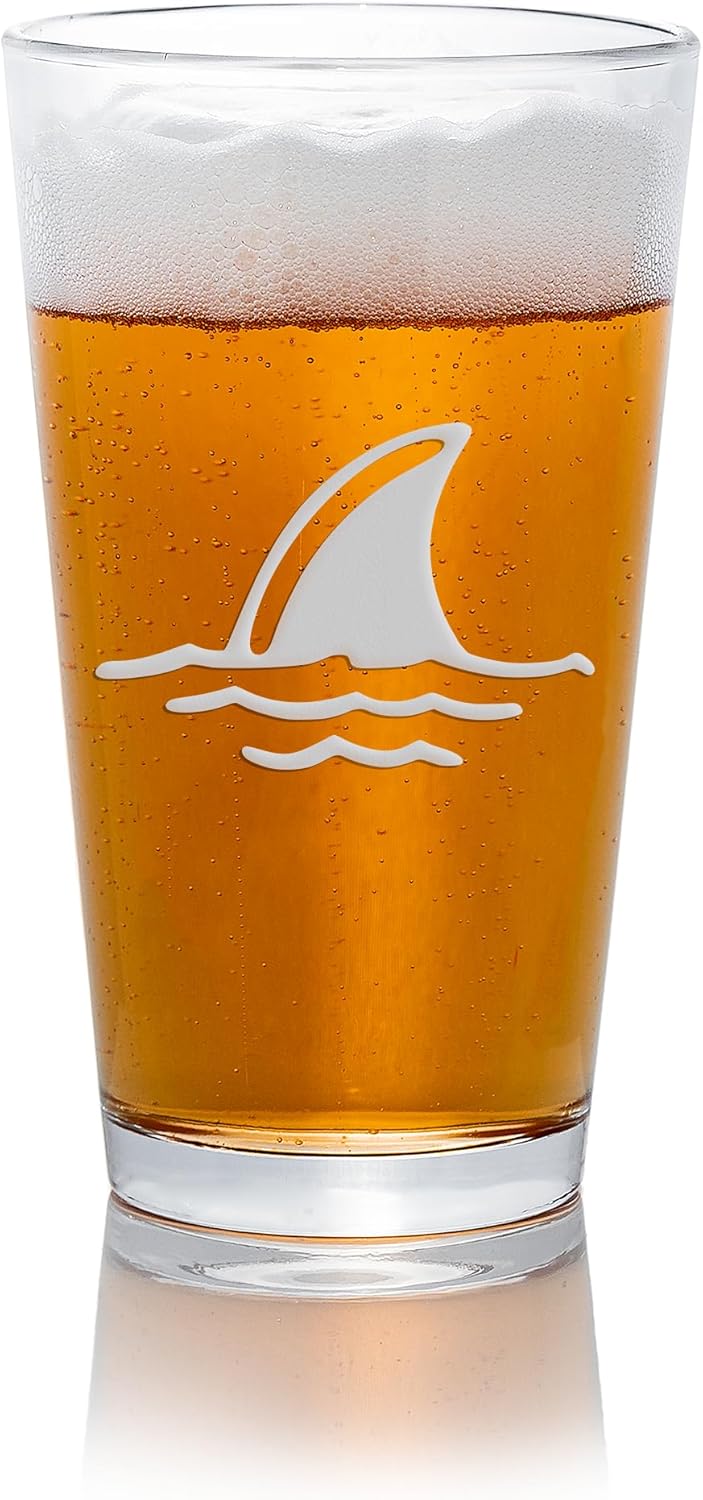 Amazon.com | Shark Fin In Water Pint Glass - Shark Gift, Gift Idea For ...