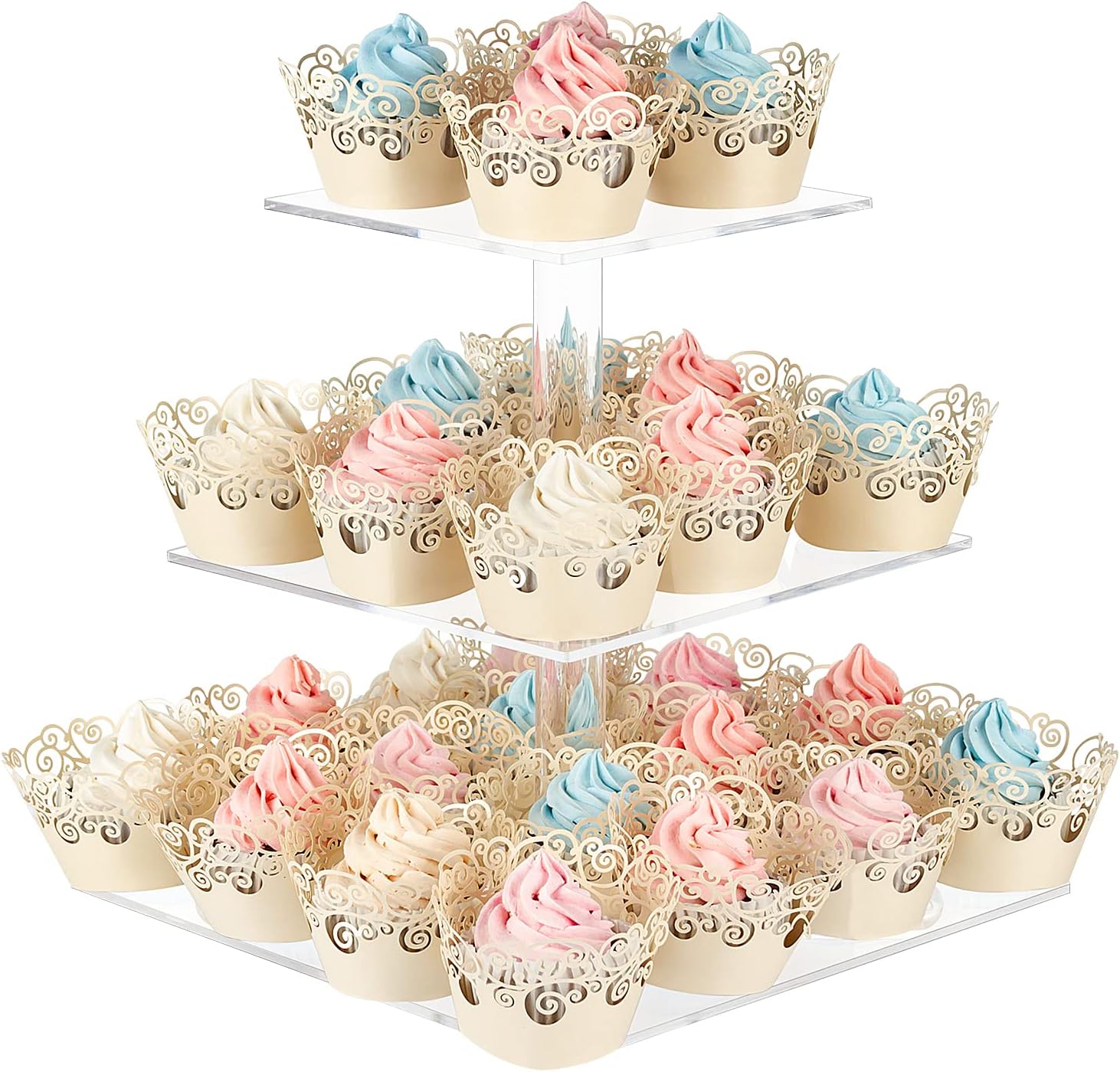 Amazon.com | HENABLE 3 Tier Cupcake Stand Cupcake Holder, Acrylic ...