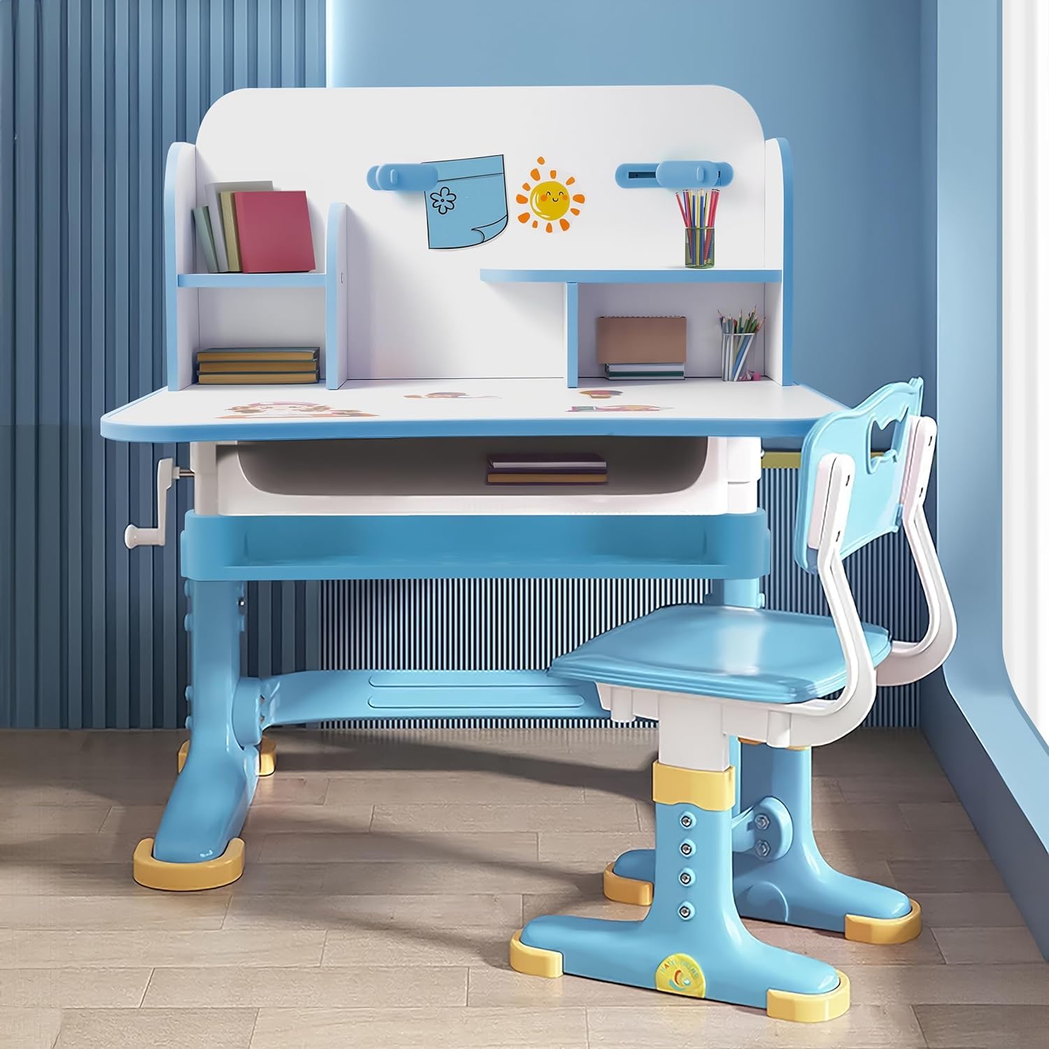 StarAndDaisy Adjustable Children School Study Table with, Bookholder ...