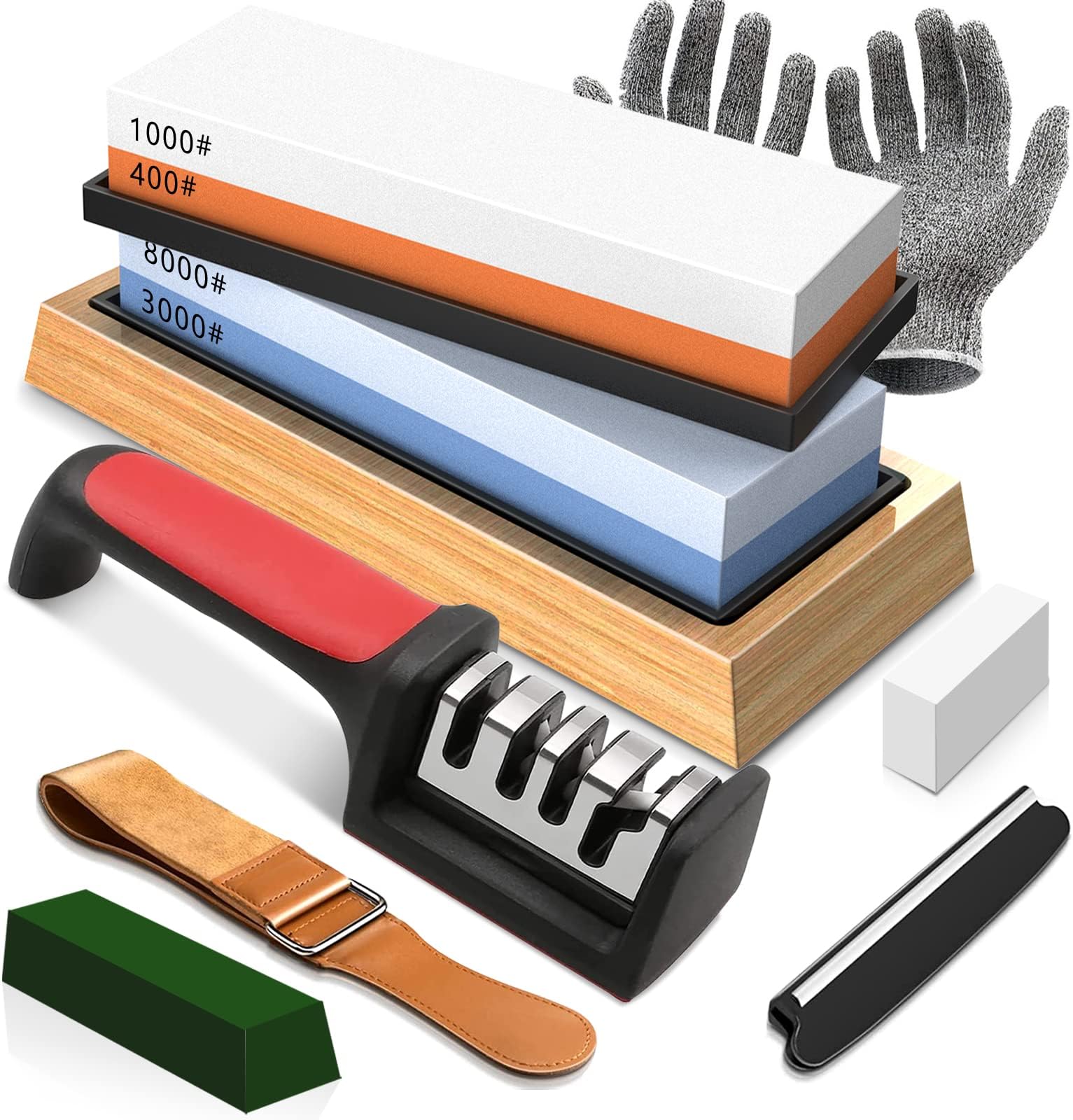 Amazon.com: Horigay Knife Sharpening Stone Set with Storage Bag - 2 ...