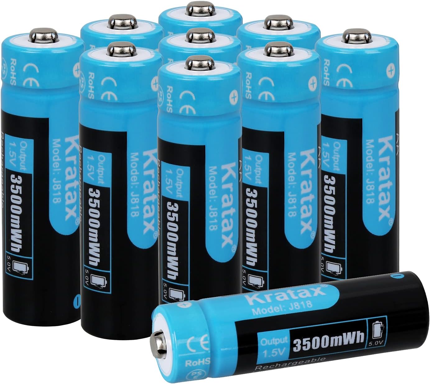 Amazon.com: Kratax AA Rechargeable Batteries 10 PACK 3500mWh High Capacity AA Lithium Battery 1 ...