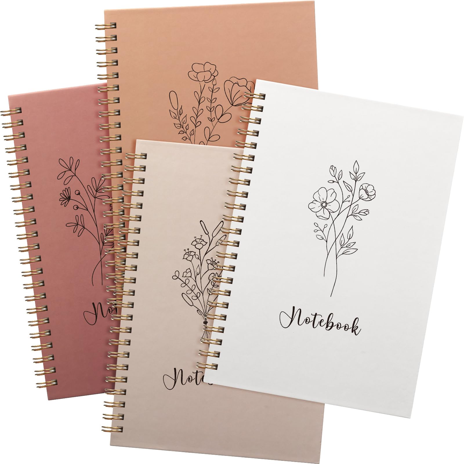 Amazon.com : Gueevin 4 Pack Aesthetic Spiral Notebooks for Women Cute ...