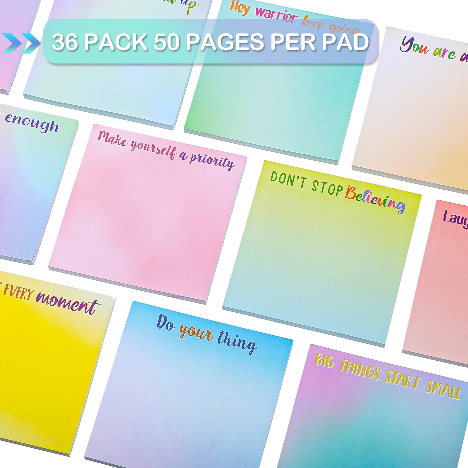 Snapklik.com : Zonon 36 Pcs Inspirational Sticky Notes 3 X 3 Inch ...