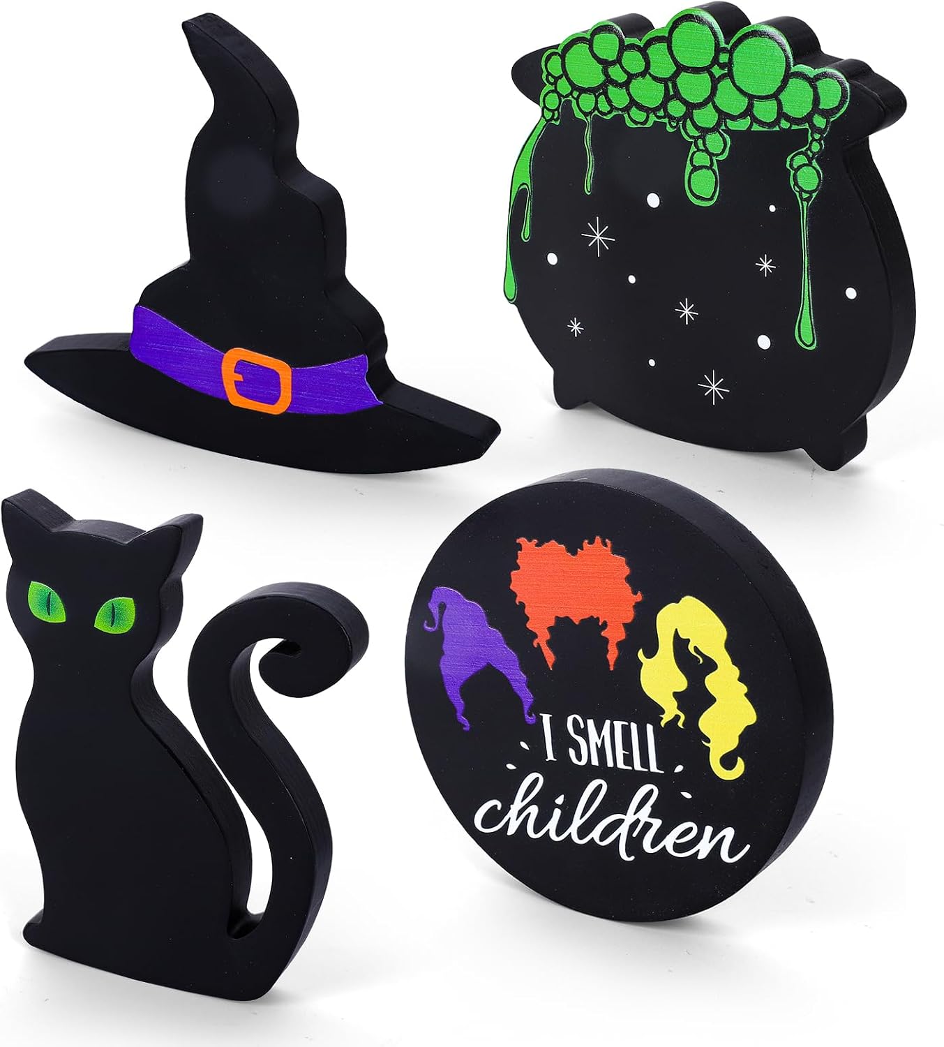 Amazon.com: Whaline Halloween Black Wooden Table Sign Halloween Tiered ...