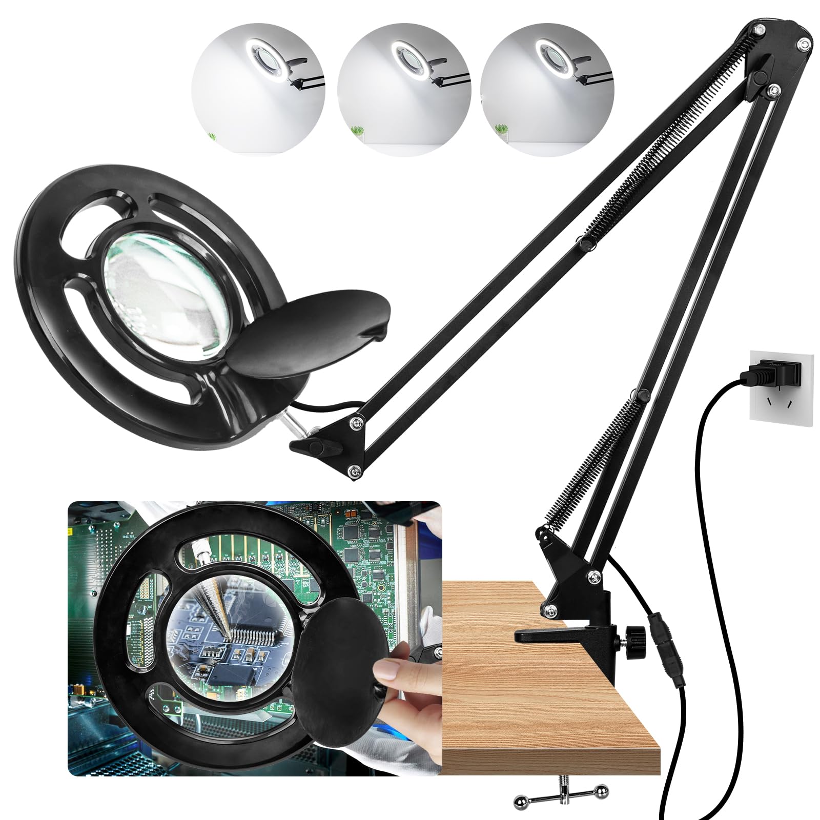 HITTI 10X Long Magnifying Glass with Light and Stand, 2200 Lumens ...