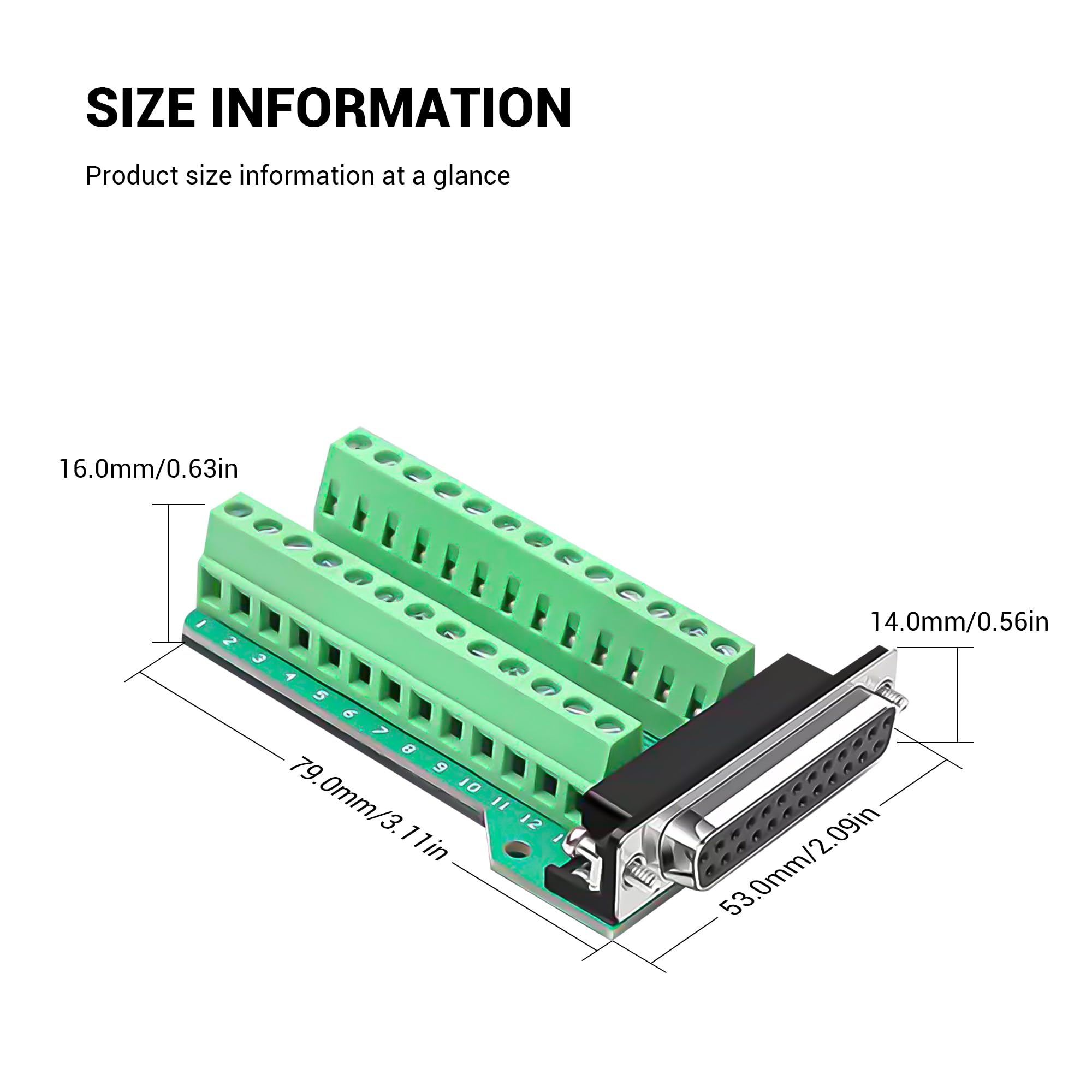 YIMATEECO DB25 Breakout Board, DB25 Female Adapter D-USB RS-232 Serial ...