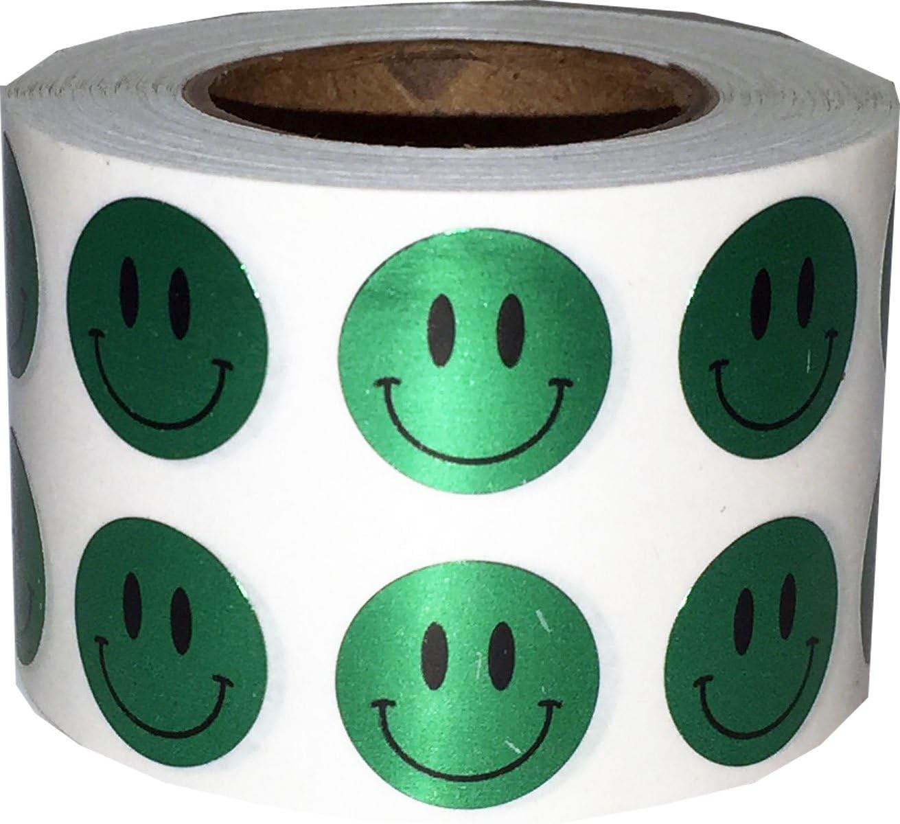 Amazon.com: Metallic Green Happy Face Labels 0.50 Inch 1,000 Total ...