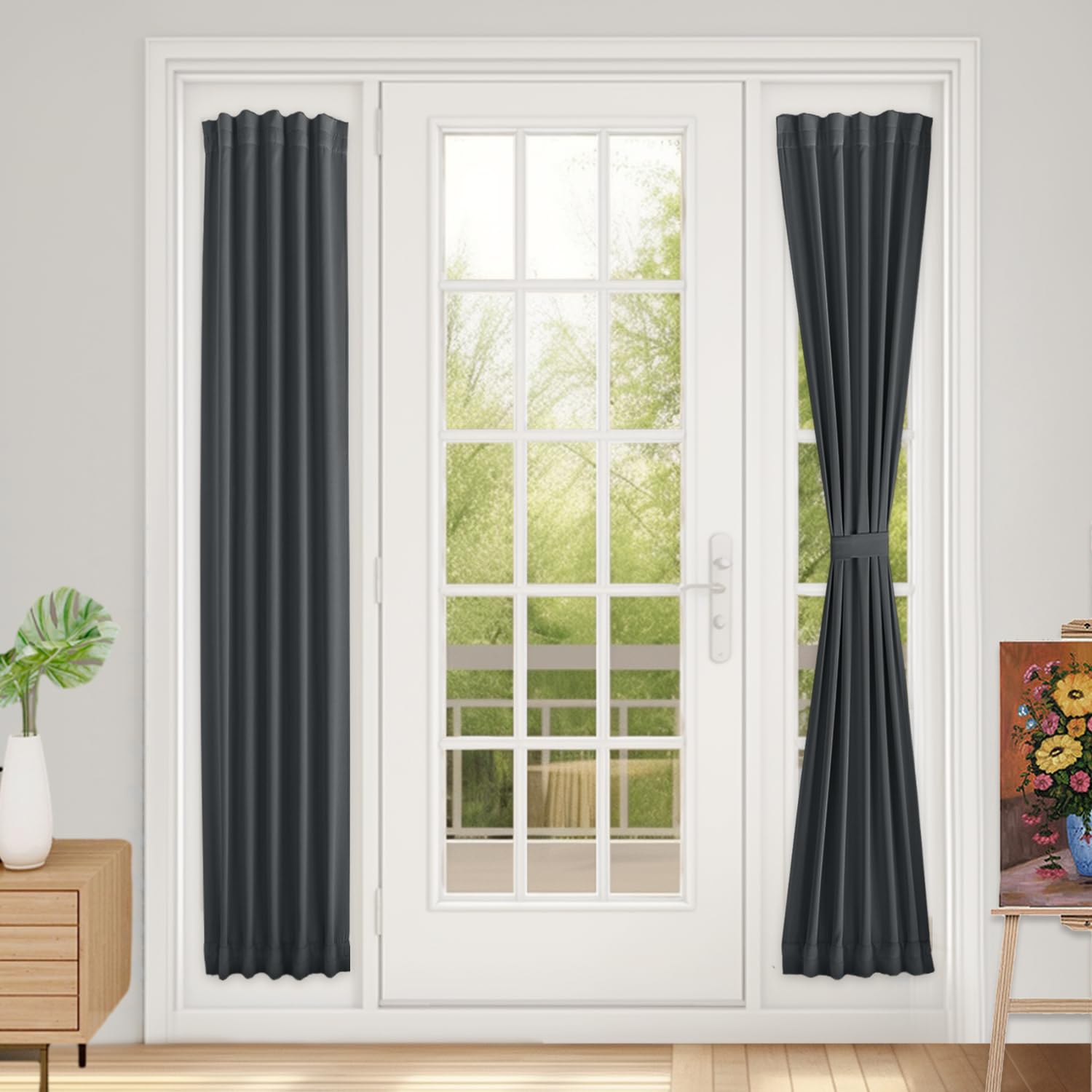 Side Door Curtains HLC.me Sheer French Door Curtains Set Of 2
