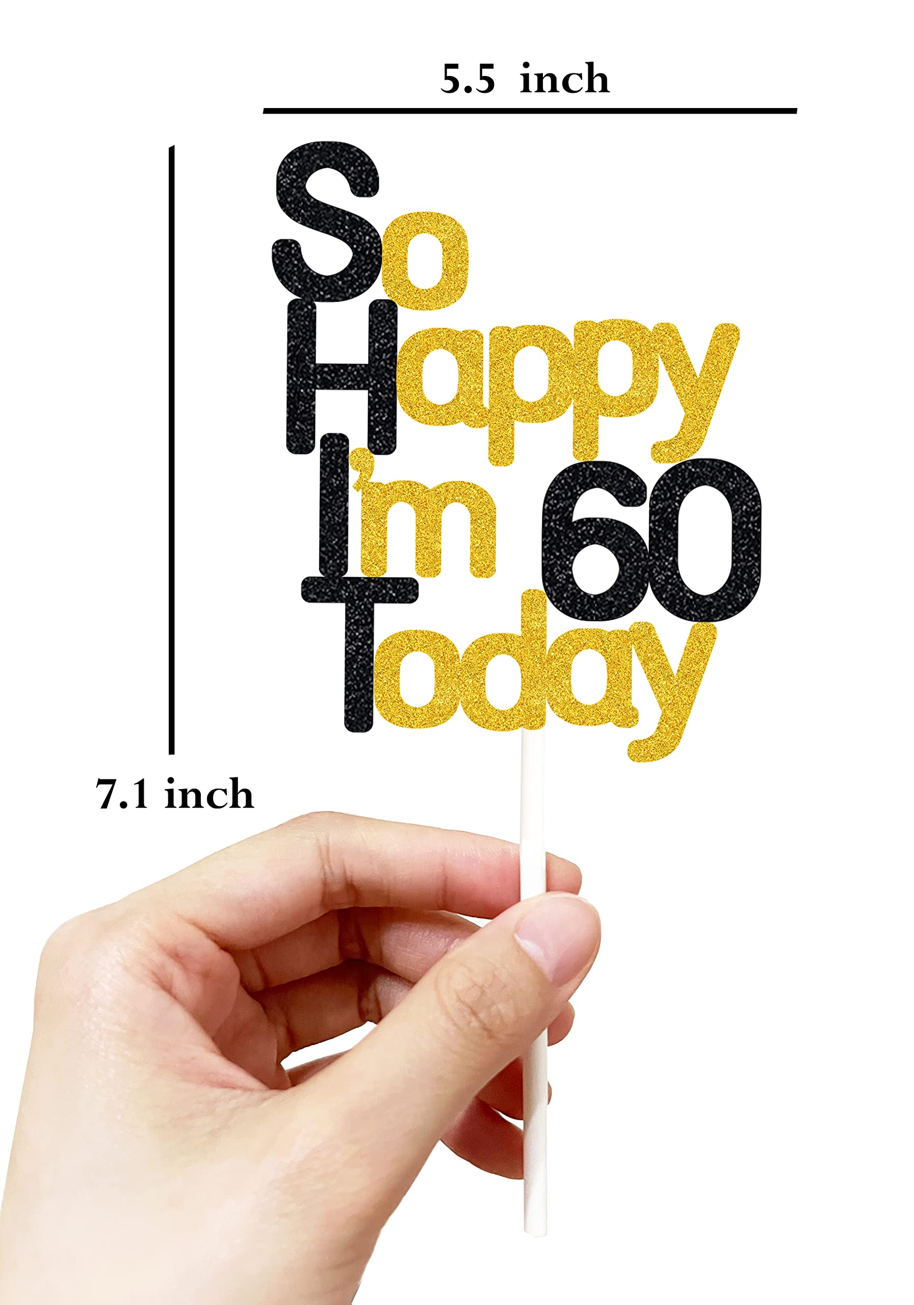 Snapklik.com : So Happy Im 60 Today Birthday Cake Toppers-Black Glitter ...