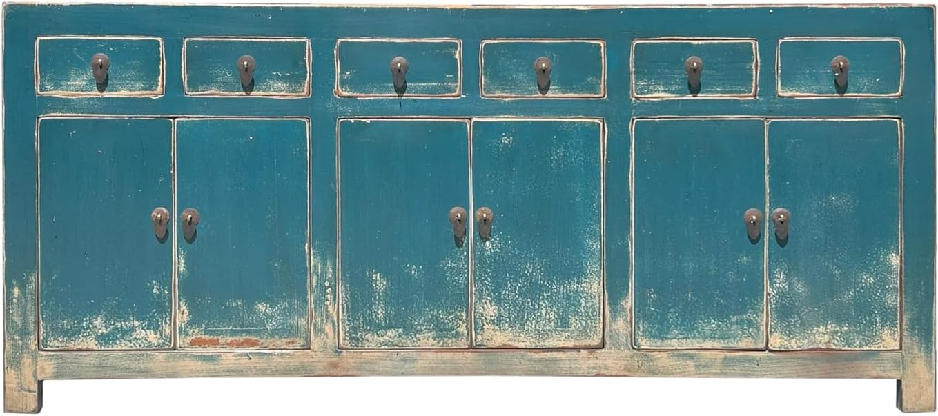 Amazon.com - orientliving Chinese Distressed Teal Blue Sideboard Buffet ...