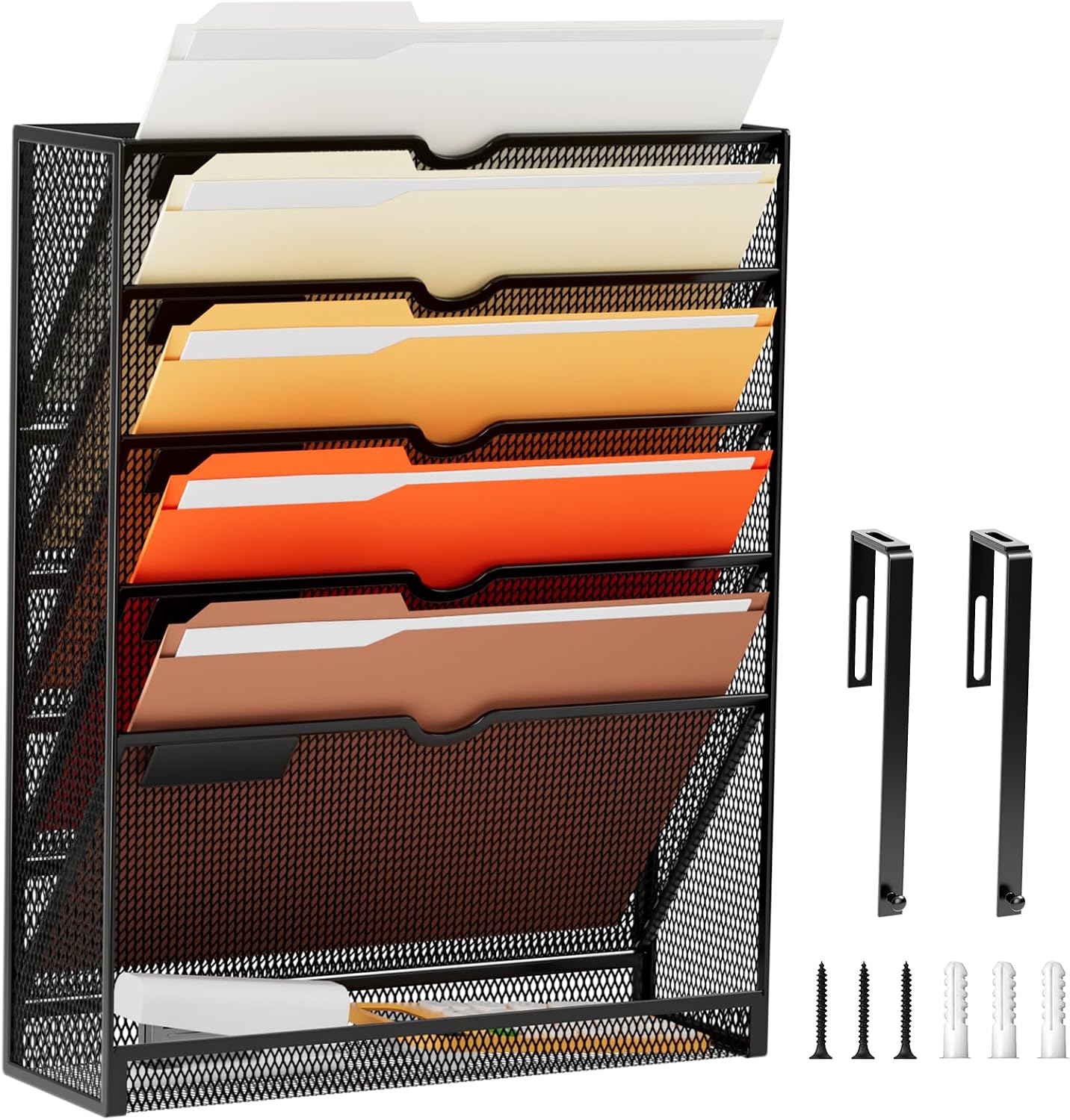 Marbrasse Organizador de archivos de pared colgante de 6 niveles con ...