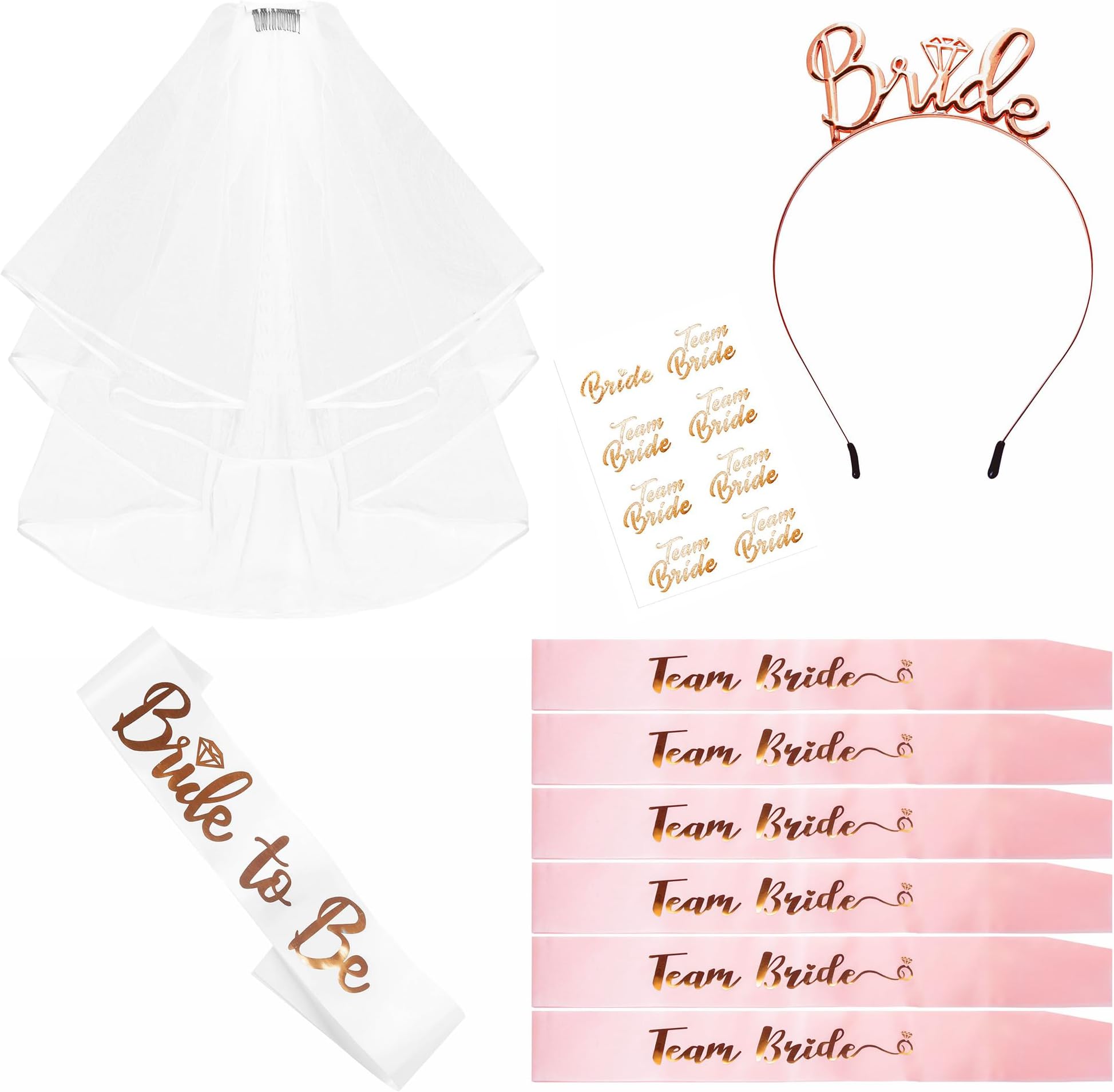 AniSqui Hen Party Accessories, (1 Bride to be Sash + 10 Team Bride Sash ...