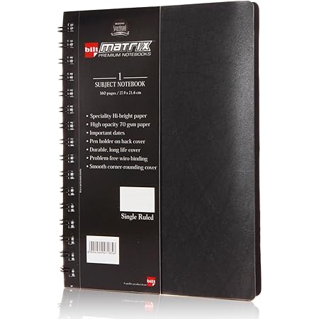 BILT Matrix Premium Notebook Single Subject - A5, 70 GSM, 160 pages ...