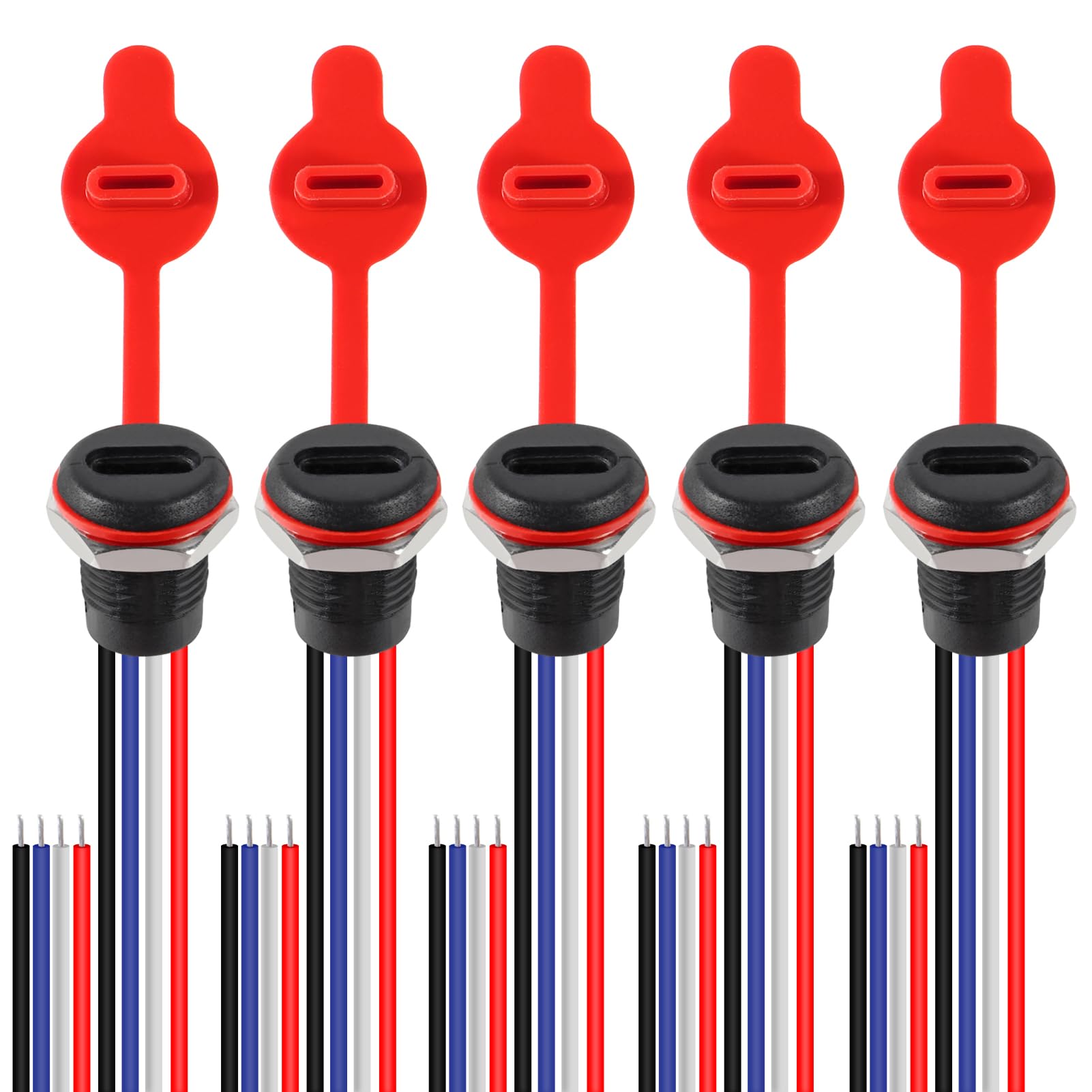 Amazon.com: 5Pcs 4Pin Charging Socket Female Mount Connector Adapter ...